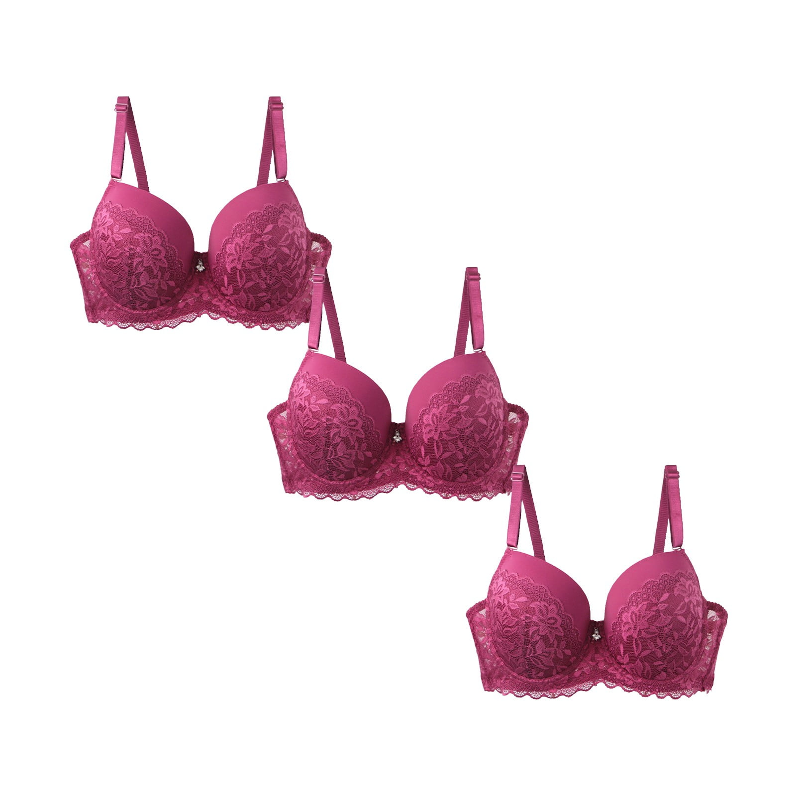 Breezora Plus Size Women Underwire Lace Bra 3 Piece Set Comfort Support ...