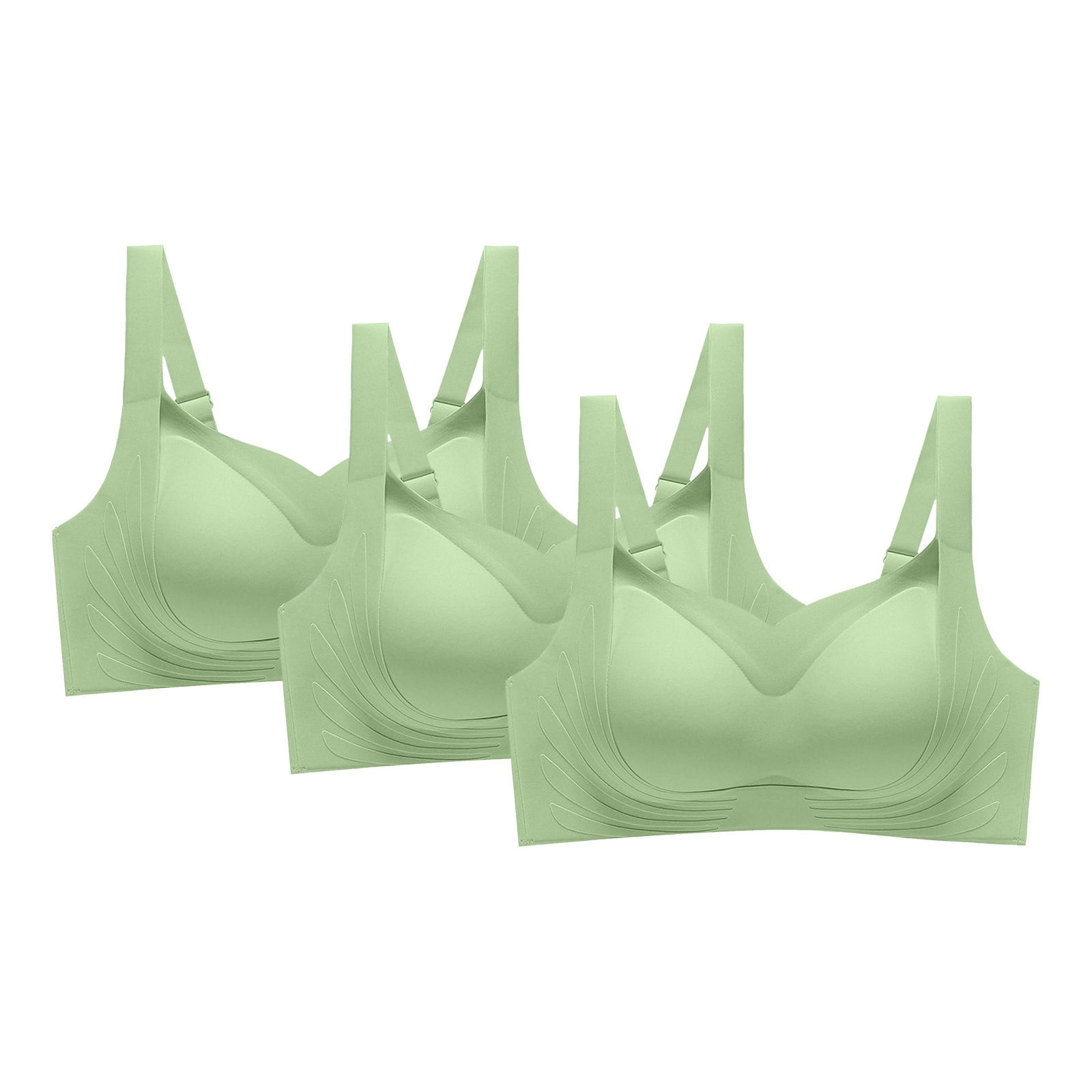 Breezora Seamless Invisible Comfort Bra Set 3 Pack Wireless Tshirt Bras ...