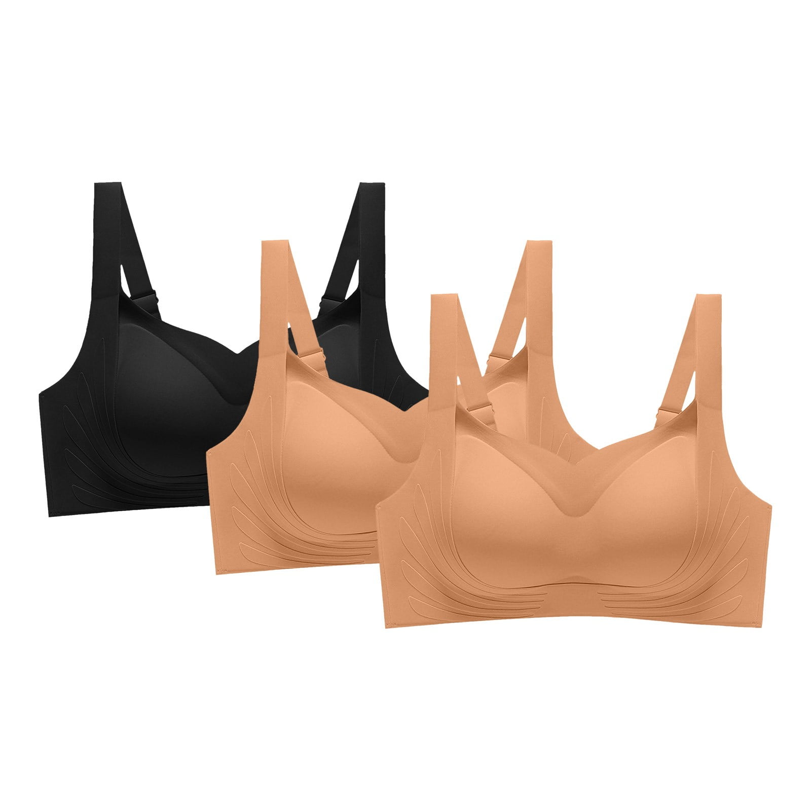 Breezora Seamless Invisible Comfort Bra Set 3 Pack Wireless Tshirt Bras ...