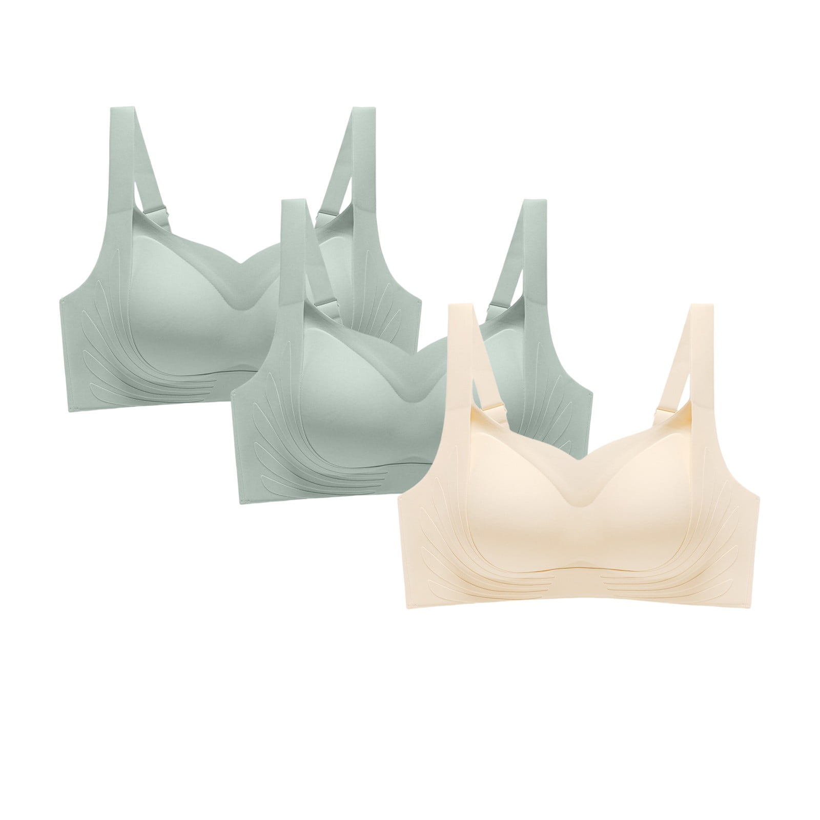Breezora Seamless Invisible Comfort Bra Set 3 Pack Wireless Tshirt Bras ...