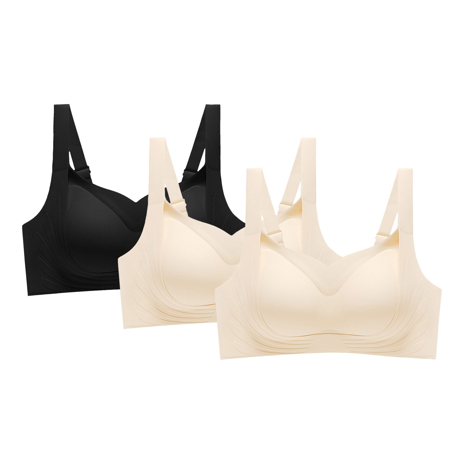Breezora Seamless Invisible Comfort Bra Set 3 Pack Wireless Tshirt Bras ...