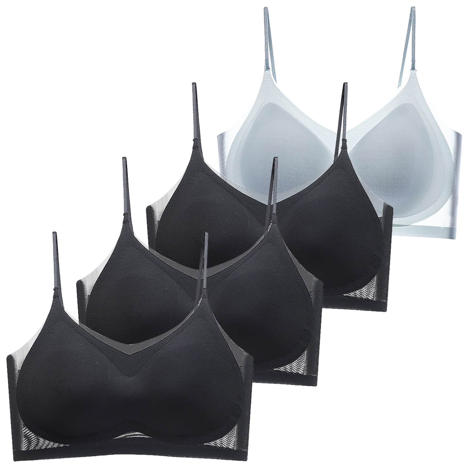 Breezora Seamless Mesh Bralette Set of 4 Wireless Comfort Bras for ...