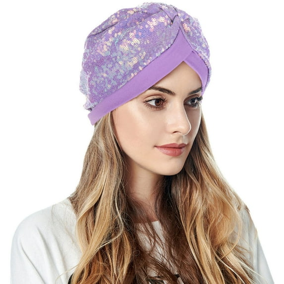 Breezora Sparkly Sequin Hair Bonnet Head Wrap Scarf Turban Style Cover ...