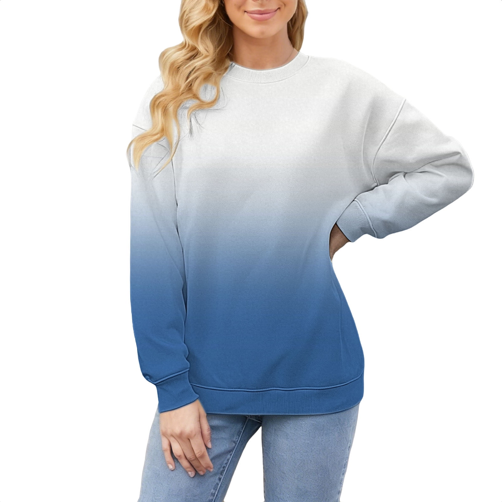 Breezora Stylish Autumn Long Sleeve Top for Women Soft Knit Feel Crew ...