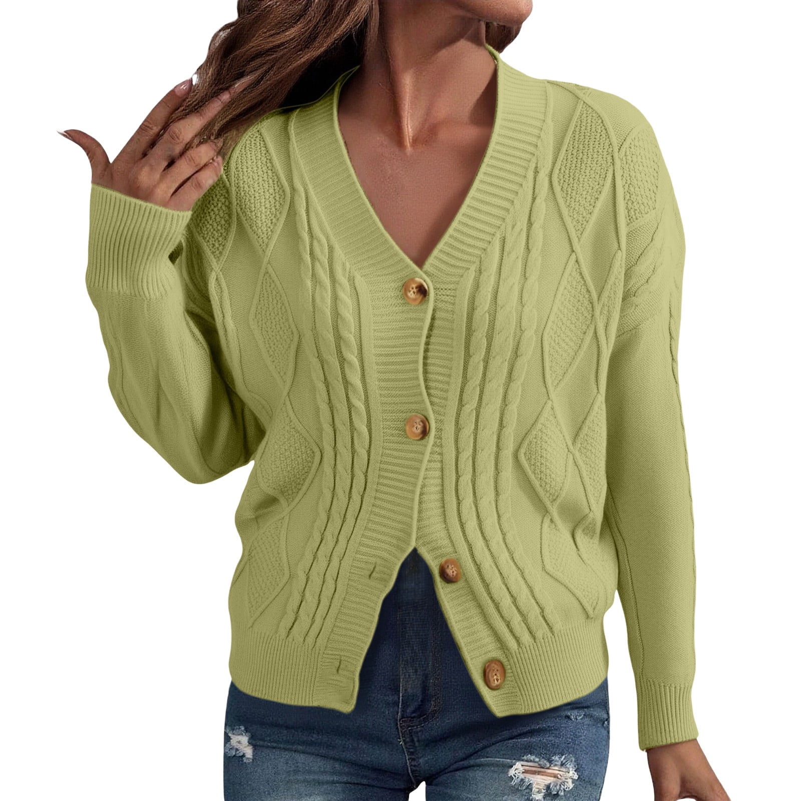 Breezora V Neck Open Front Knit Cardigan for Women Loose Fit Long ...