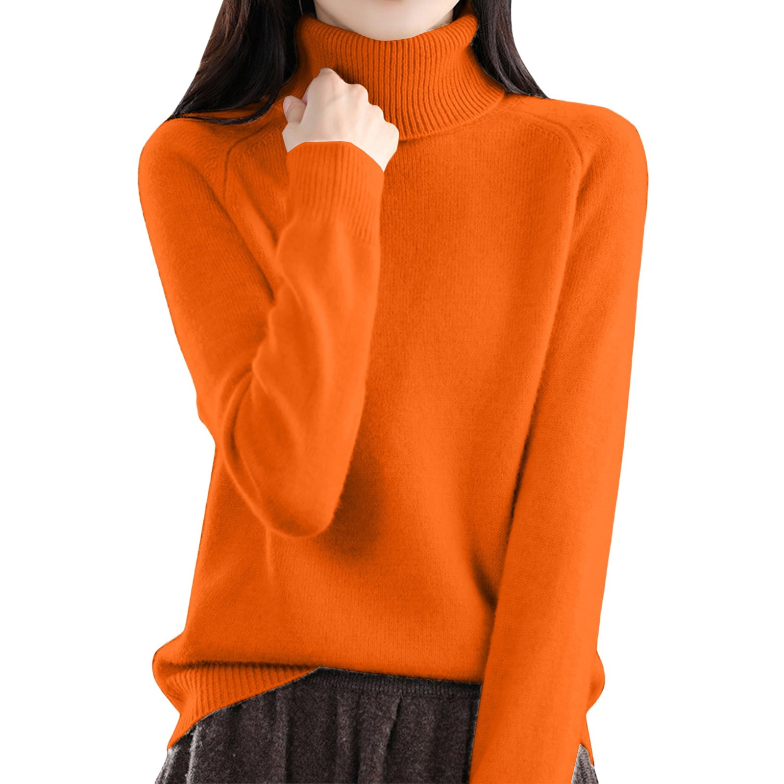 Breezora Winter Turtleneck Sweater Women Loose Fit Knit Top Long Sleeve ...