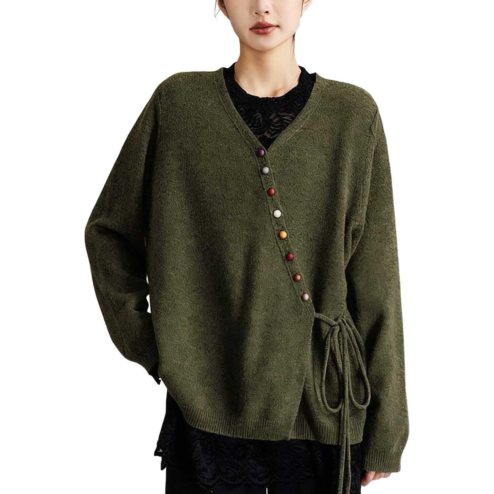 Breezora Women Button Up Cardigan Sweater Long Sleeve Crewneck ...