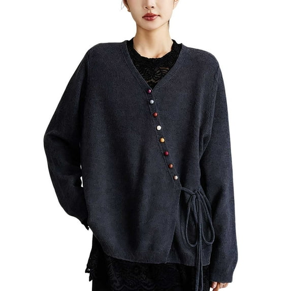 Breezora Women Button Up Cardigan Sweater Long Sleeve Crewneck ...