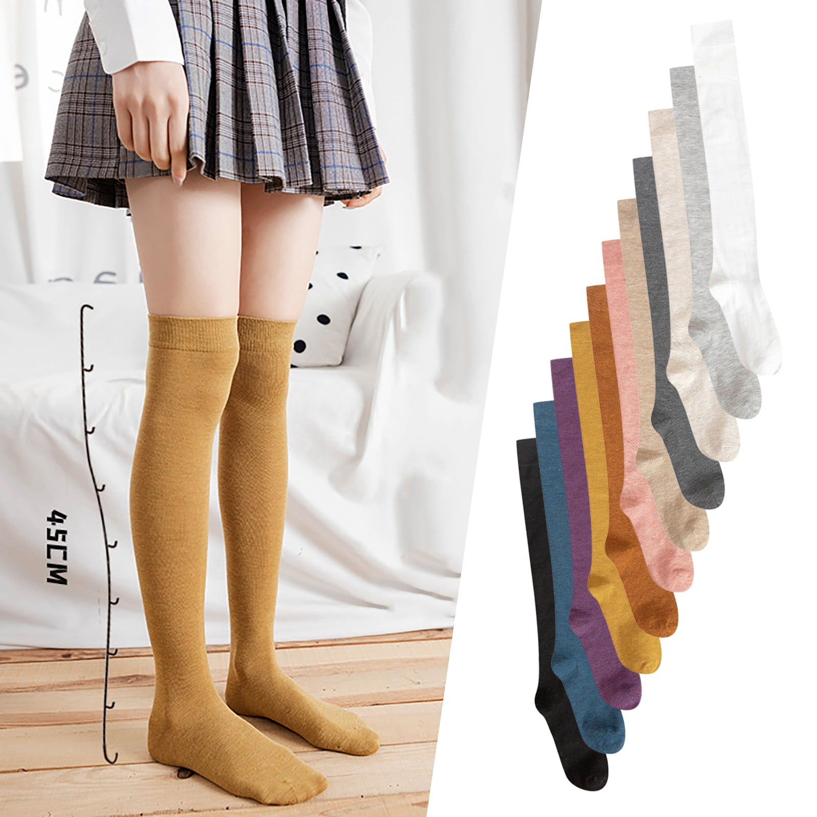 Breezora Women Long Pure Color Crew Socks Extra Length Stackable Daily ...