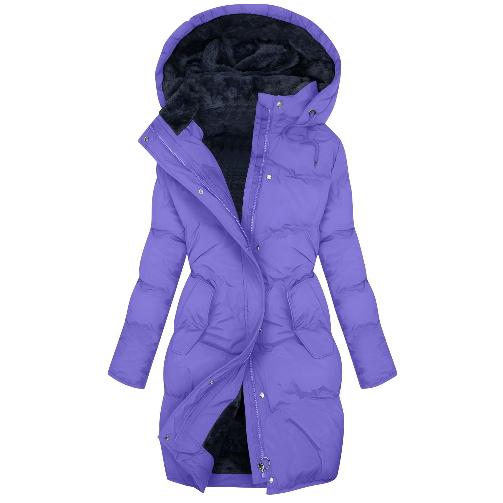 Breezora Women Winter Hooded Lined Thicken Padded Coat Plus Size Warm ...