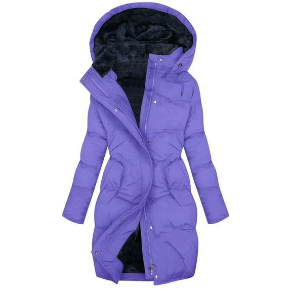 Breezora Women Winter Hooded Lined Thicken Padded Coat Plus Size Warm ...