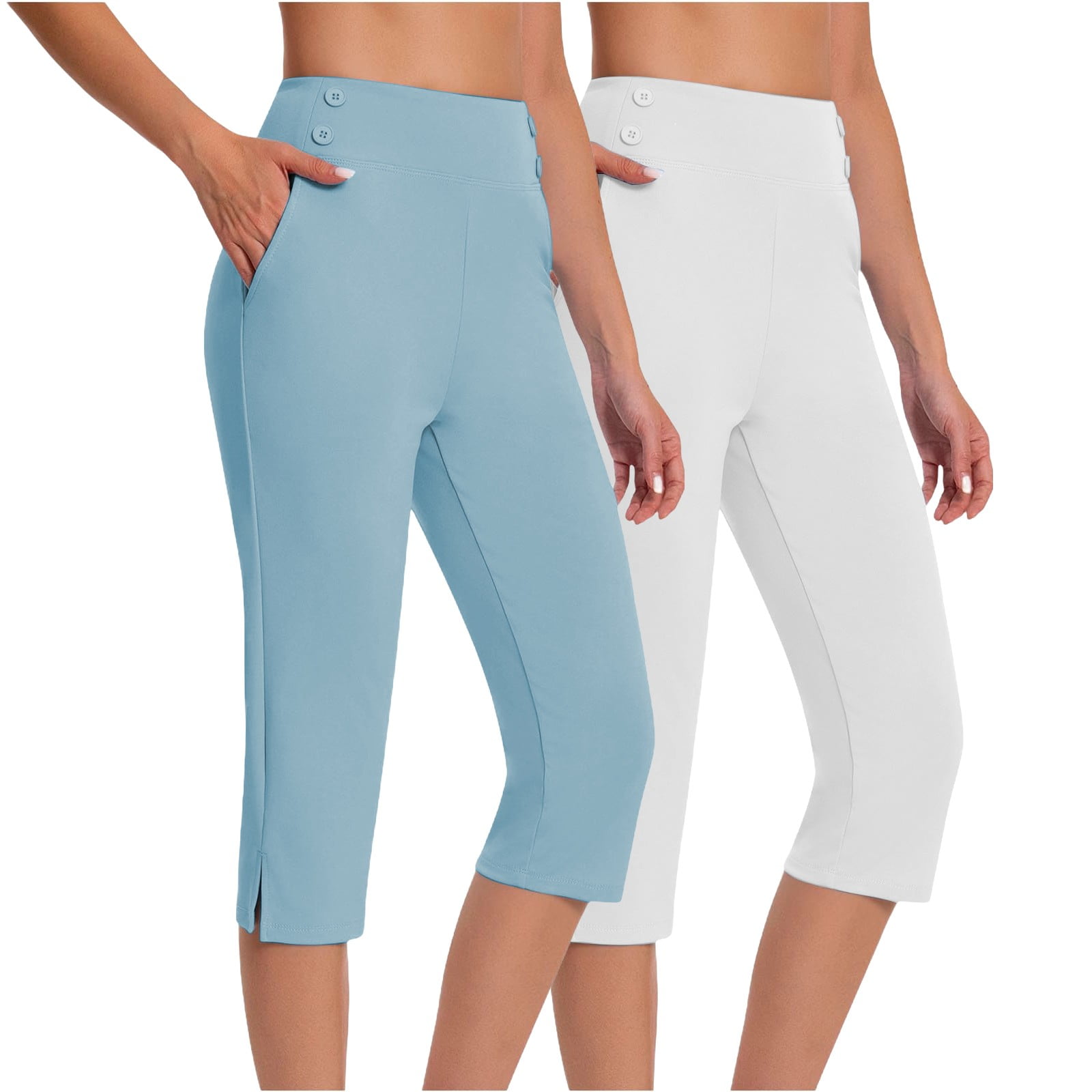 Breezora Women's Breathable Cropped Yoga Pants for Summer with ...