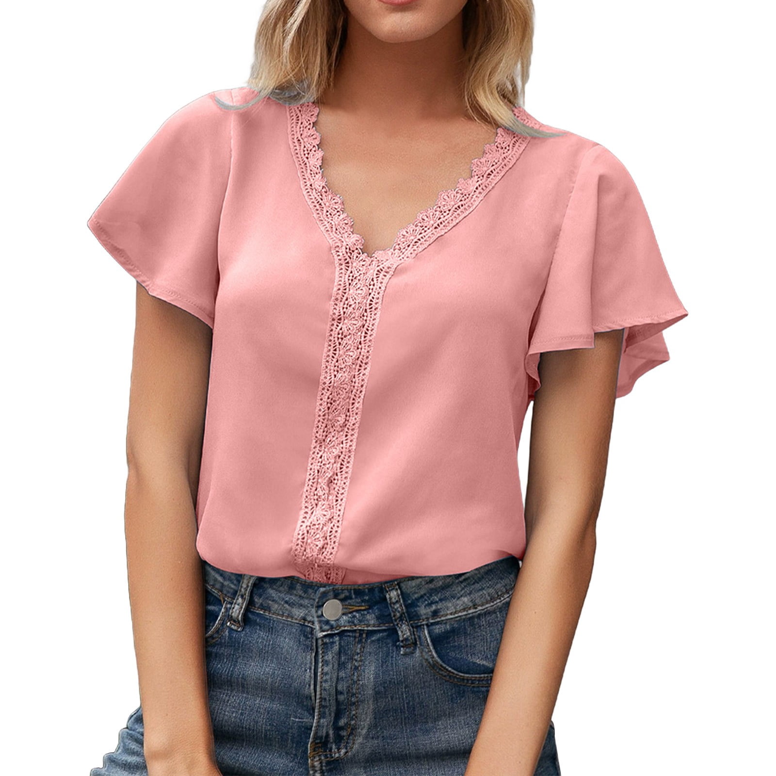 Breezora Women's Breathable Summer Tops V Neck Loose Fit Casual Tee ...