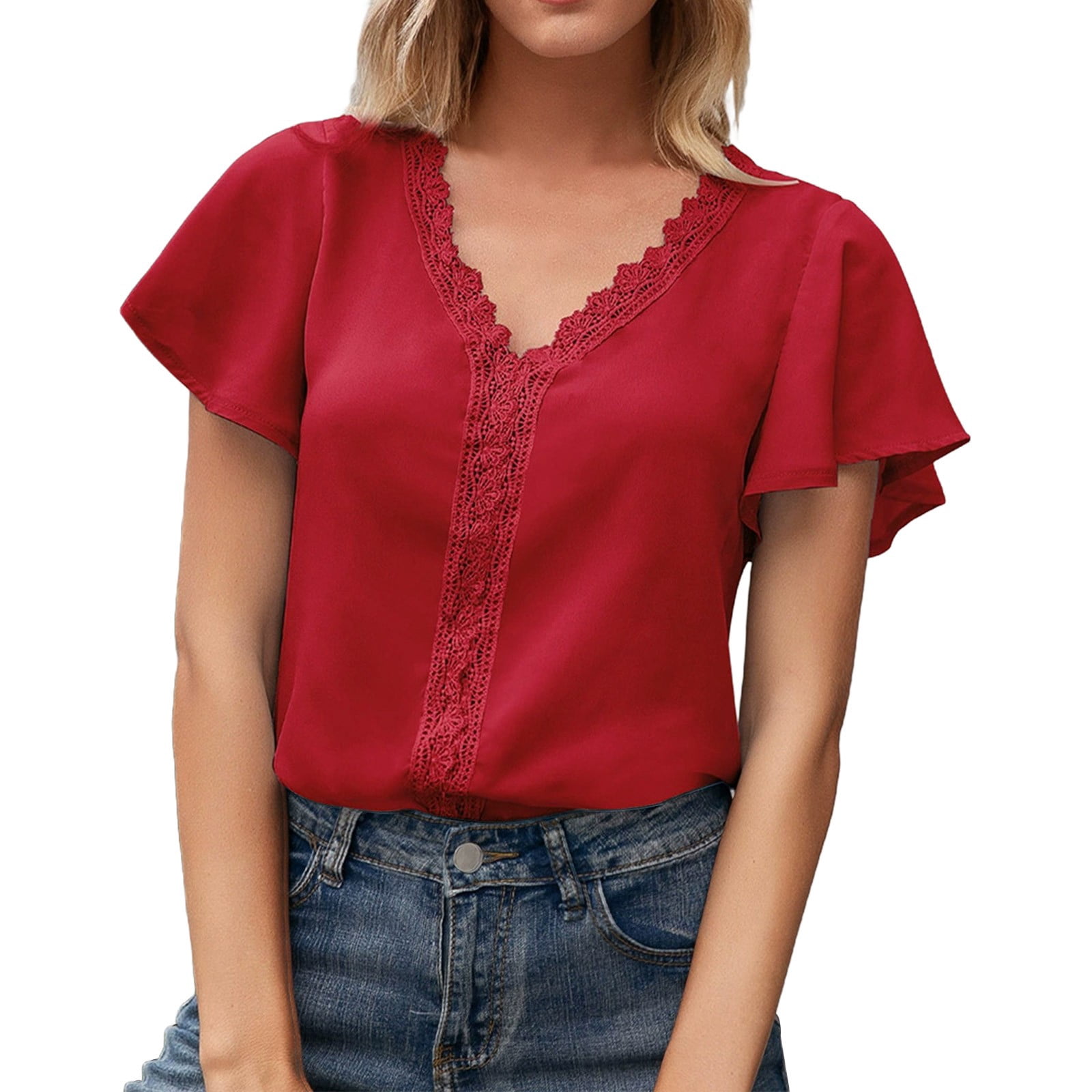 Breezora Women's Breathable Summer Tops V Neck Loose Fit Casual Tee ...