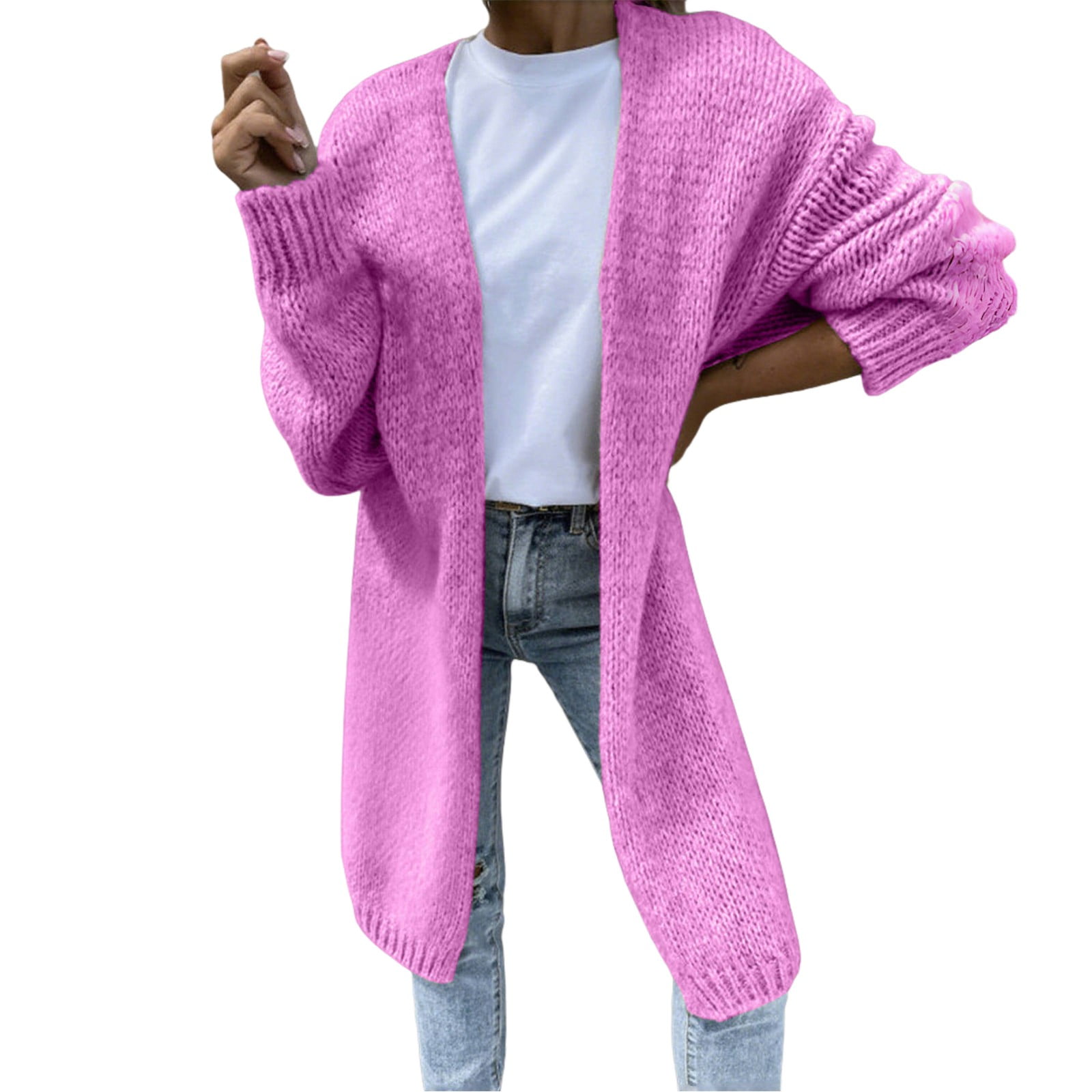Breezora Women's Chunky Knit Long Cardigan Open Front Sweater Coat With ...