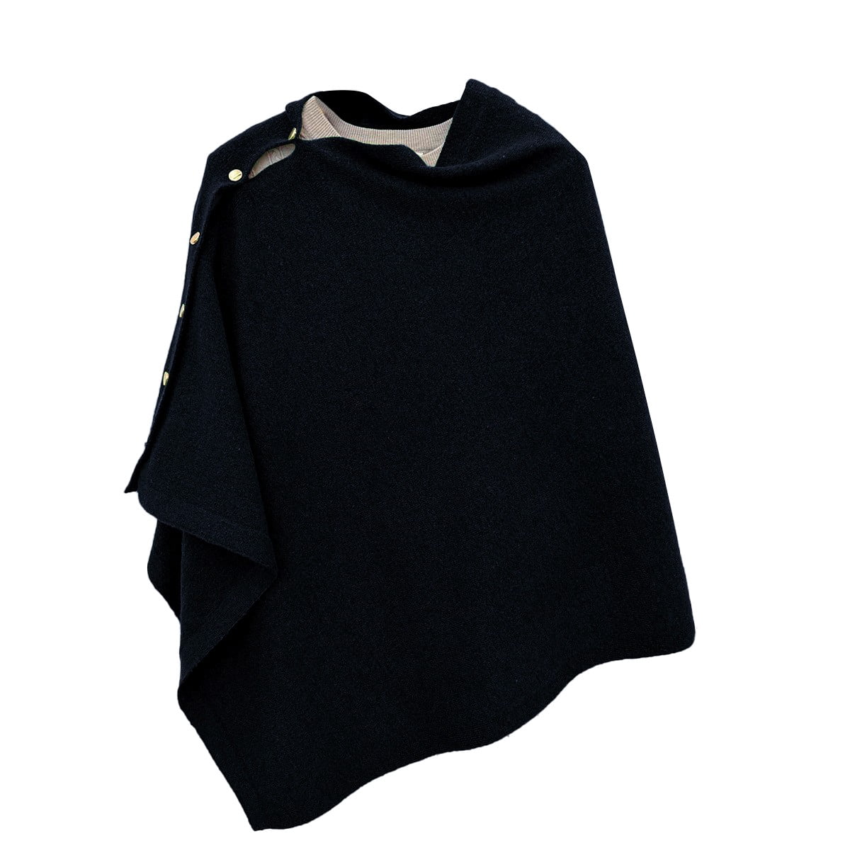 Breezora Women's Elegant Cape With Gold Buttons Loose Fit Shawl Collar ...