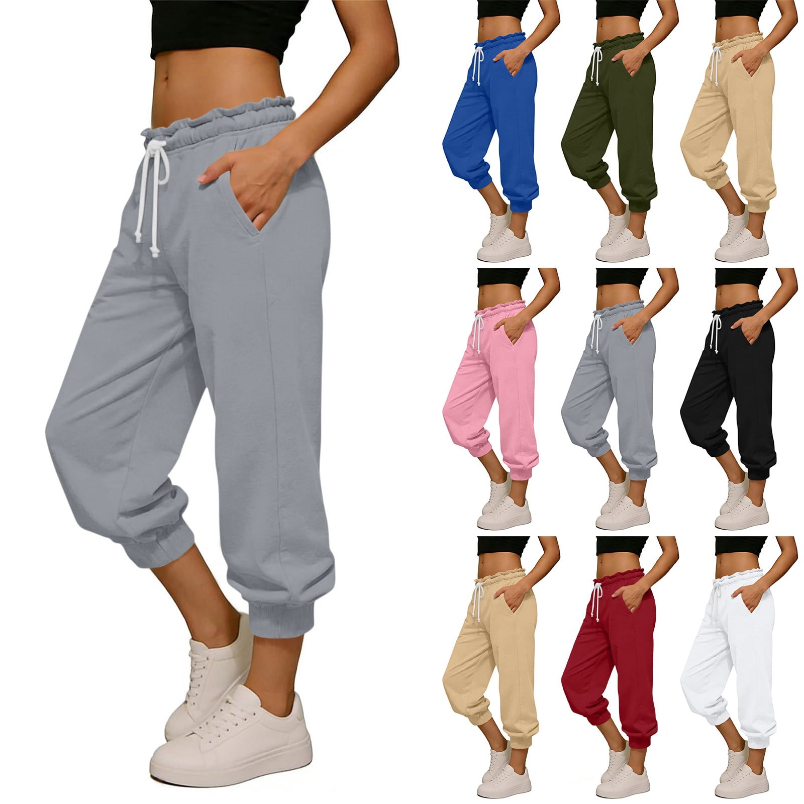 Breezora Women's Jogging Pants With Toe Straps Pocket Sports Casual ...