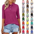 Breezora Women's Long Sleeve Polo Shirt Button Down Collared Basic ...