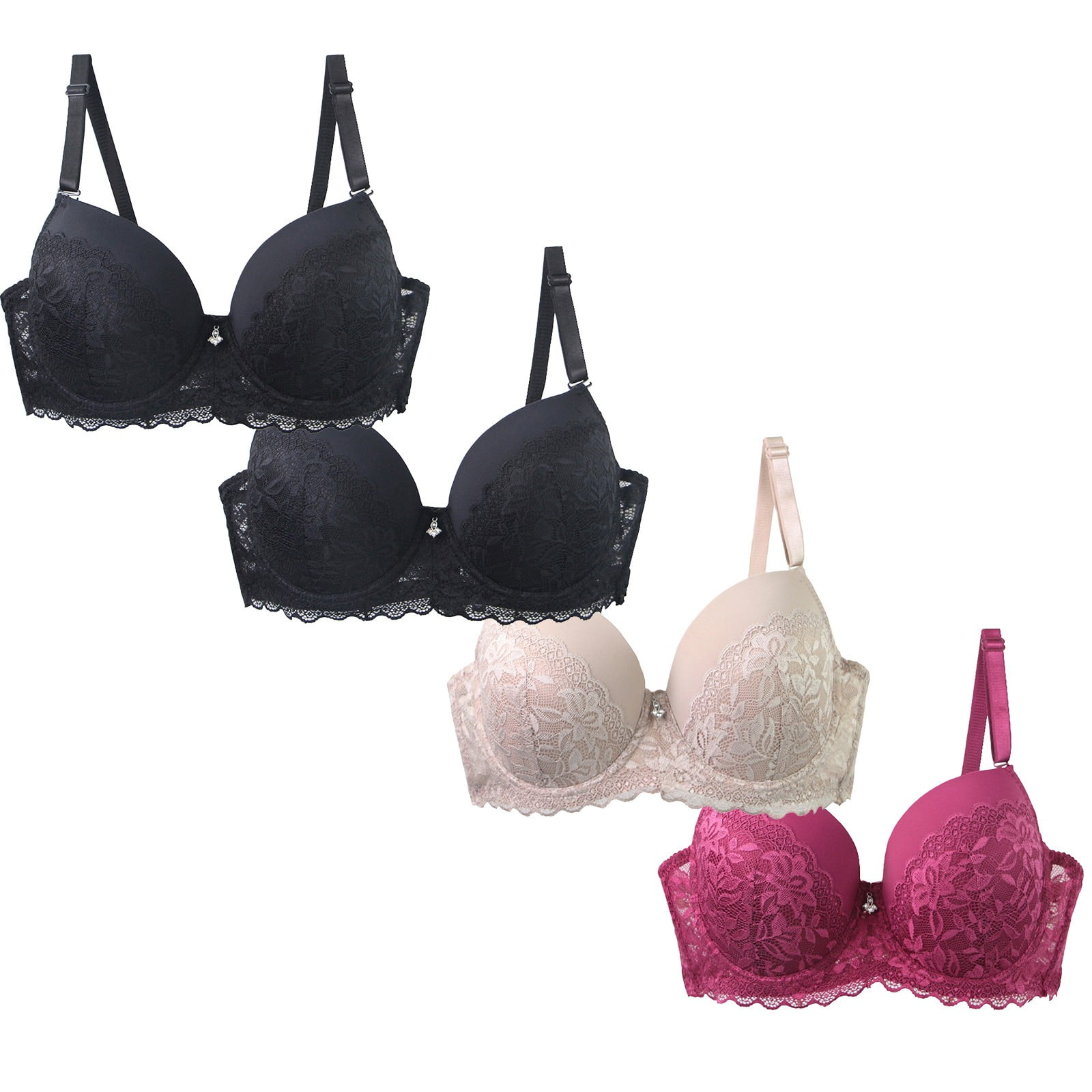 Breezora Women's Plus Size Underwire Lace Bra Full Coverage Support 4 ...
