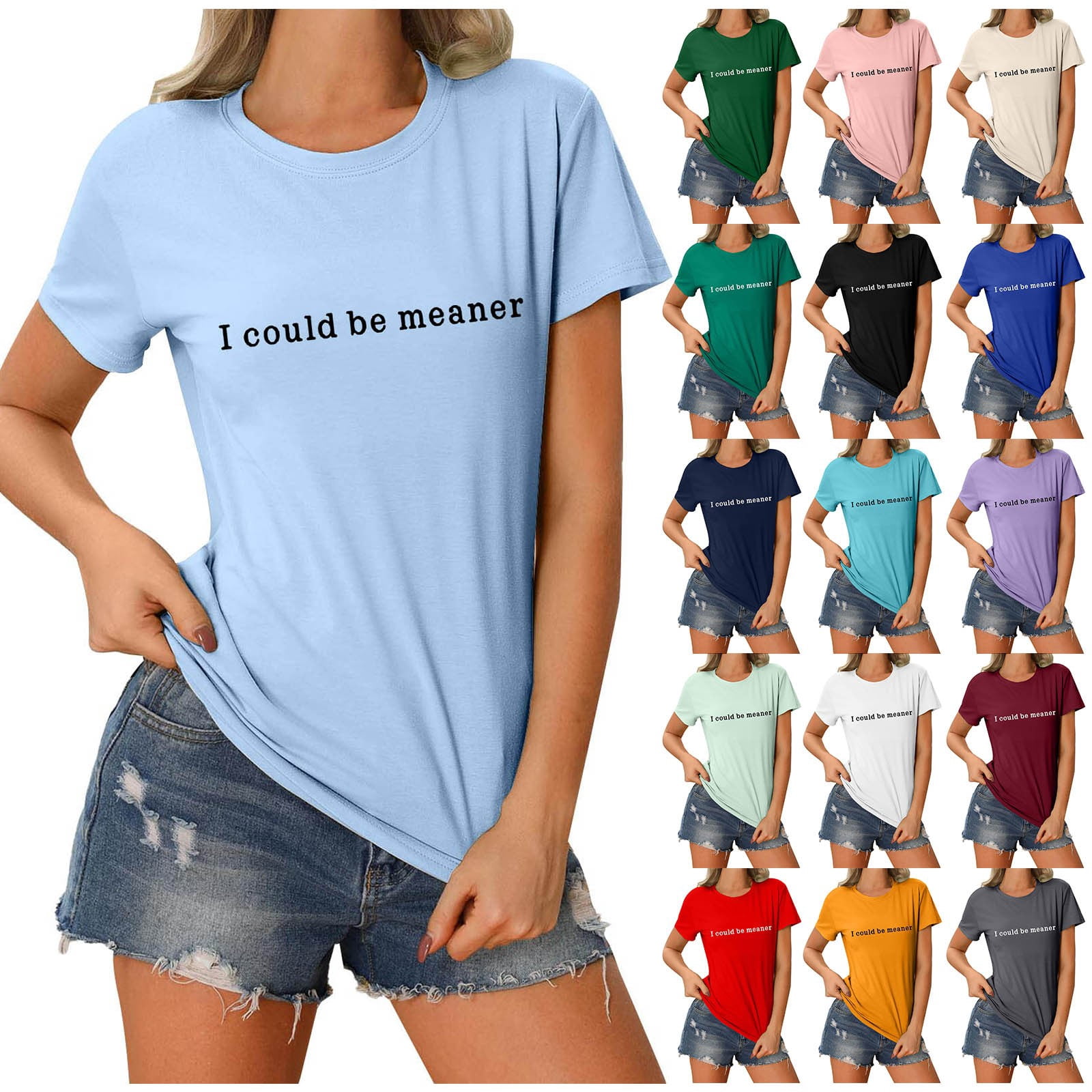 Breezora Women's Short Sleeve T-shirt Cotton Casual Summer Top Soft ...