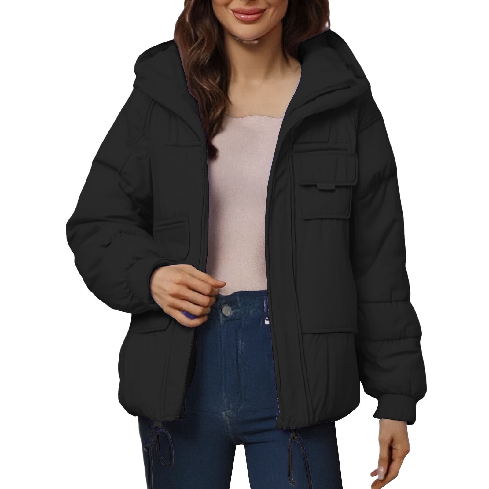Breezora Women's Short Winter Padded Coat Oversized Loose Fit Thick ...