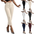 Breezora Women's Straight Leg Stretchy Casual Pleated Dress Pants With ...