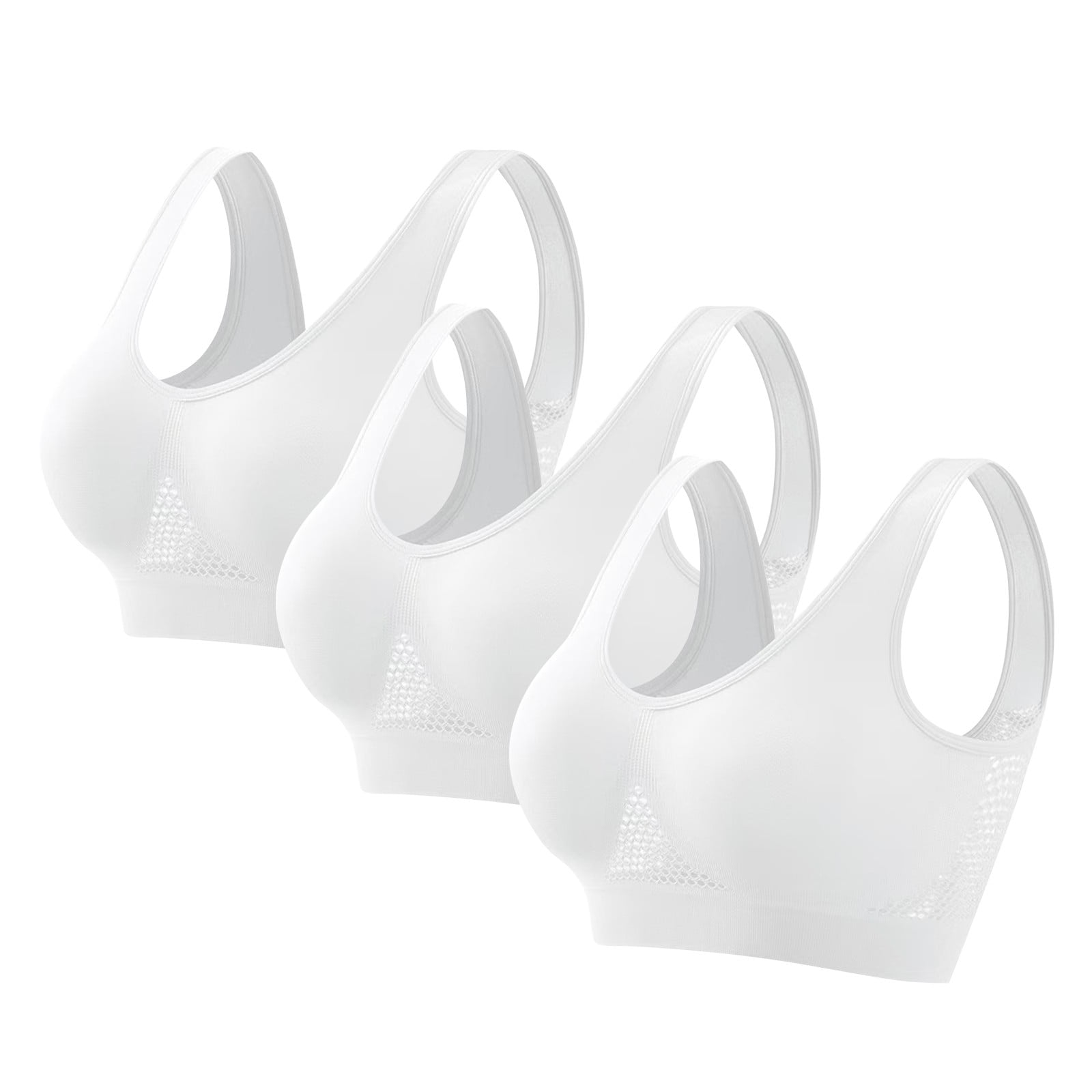 Breezora Women's Supportive Seamless Yoga Bra Set Lightweight Mesh ...