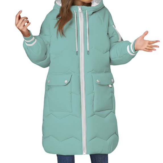 Breezora Women's Winter Thick Color Block Puffer Coat Mid Length ...