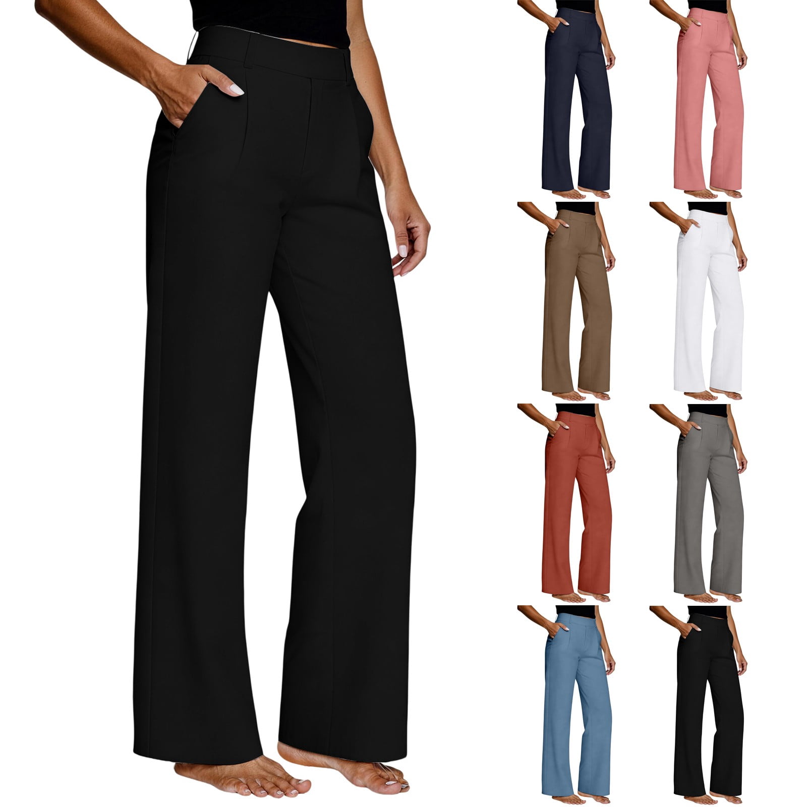 Breezora Womens Stretch Dress Pants – High Waisted Straight Leg ...