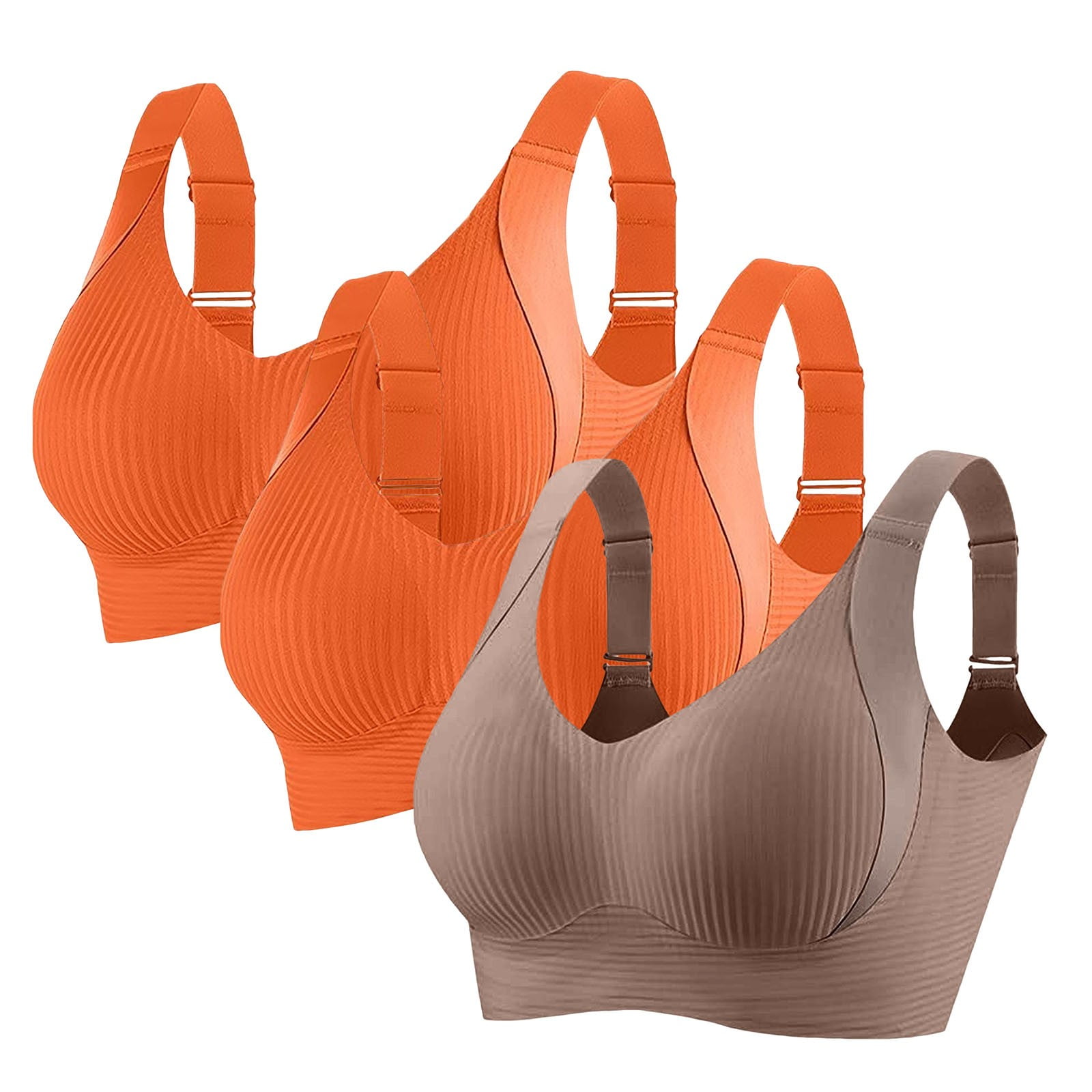 Breezora Womens Supportive Wireless Bras 3 Pack Ribbed Fabric ...