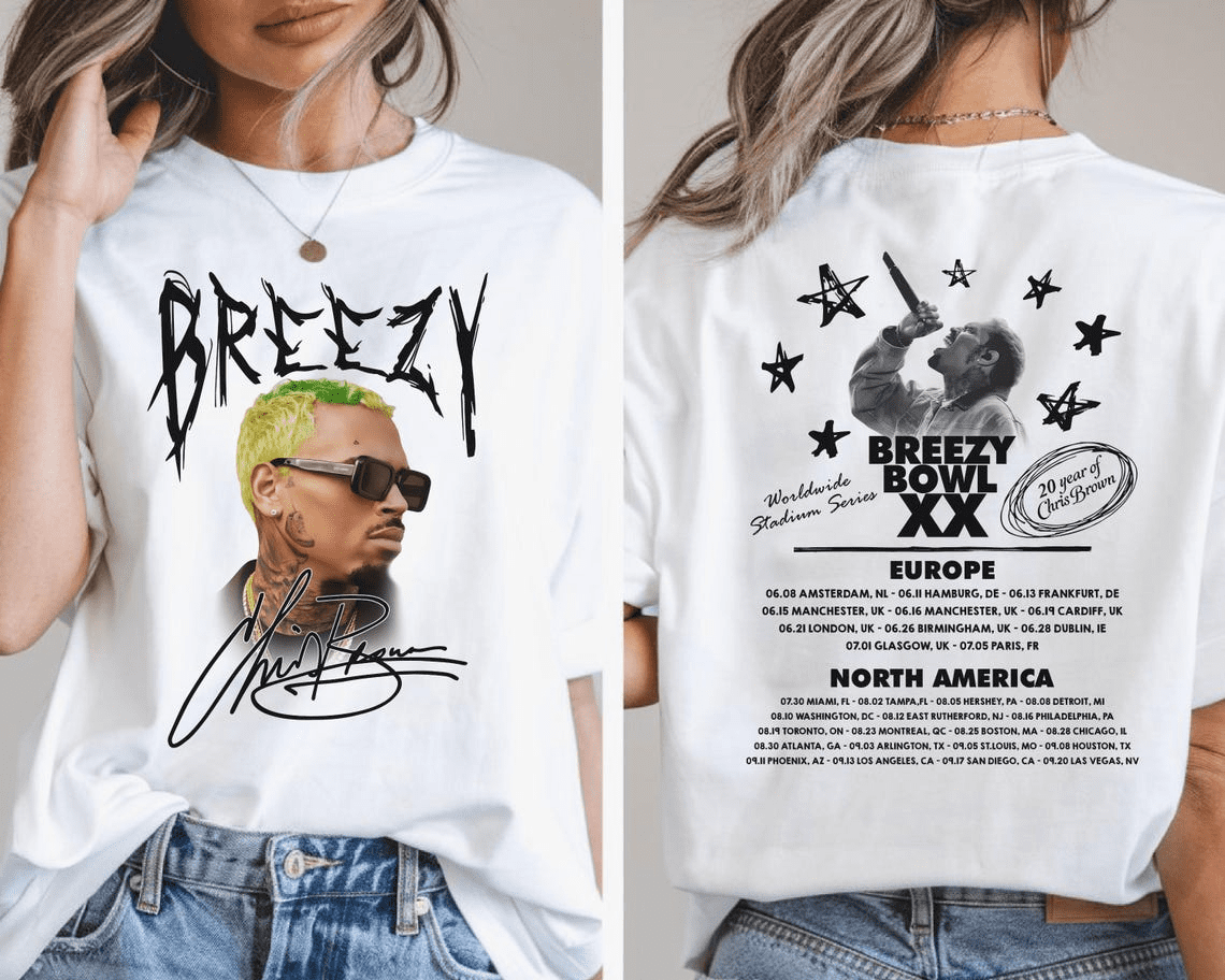 Breezy Bowl XX Merch, Chris Brown World Tour Vibe, Concert Style Tee ...