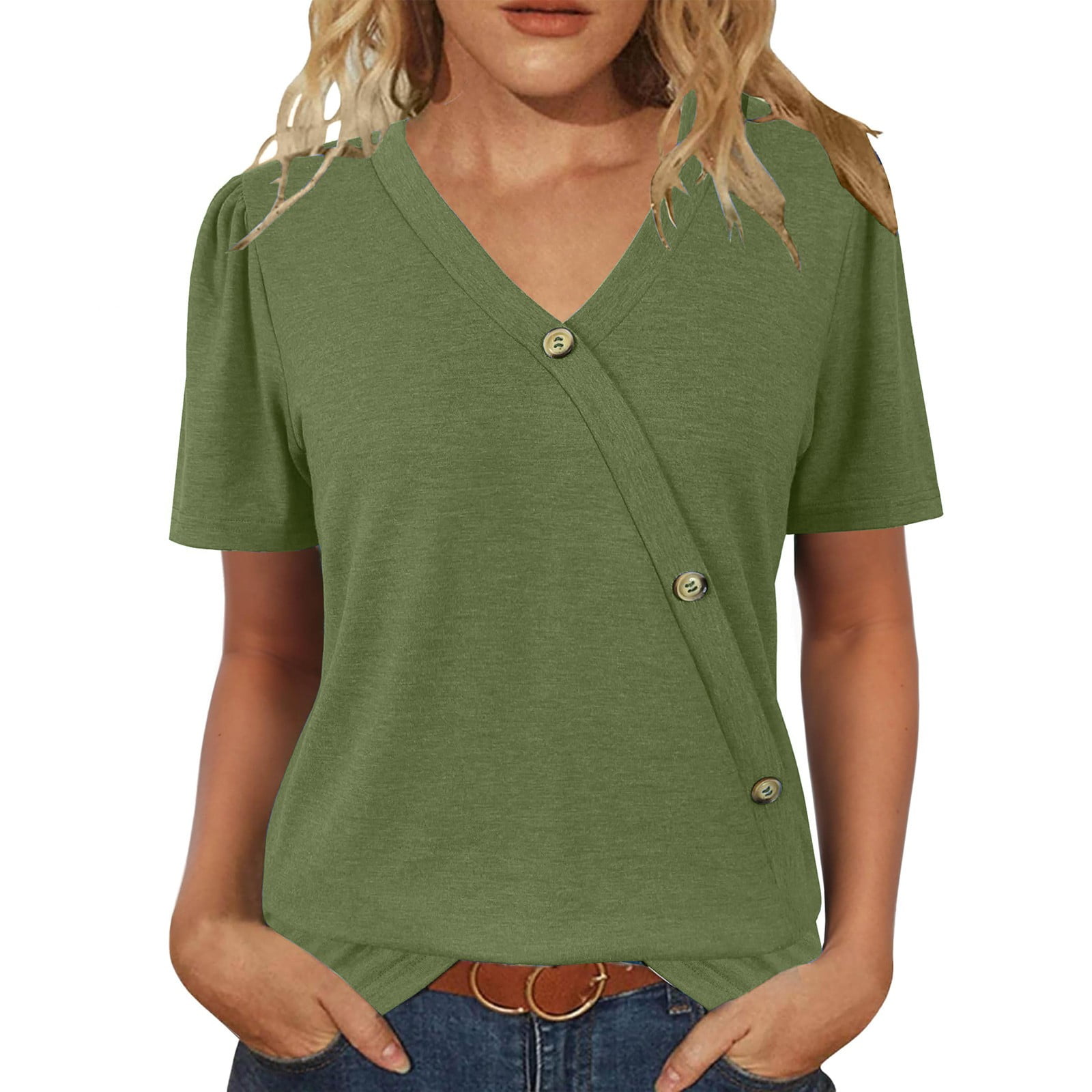 Breezy Linen V-Neck Top with Eyelet Embroidery Beach Cover-Ups & Date Night Outfits, Plus Size ...