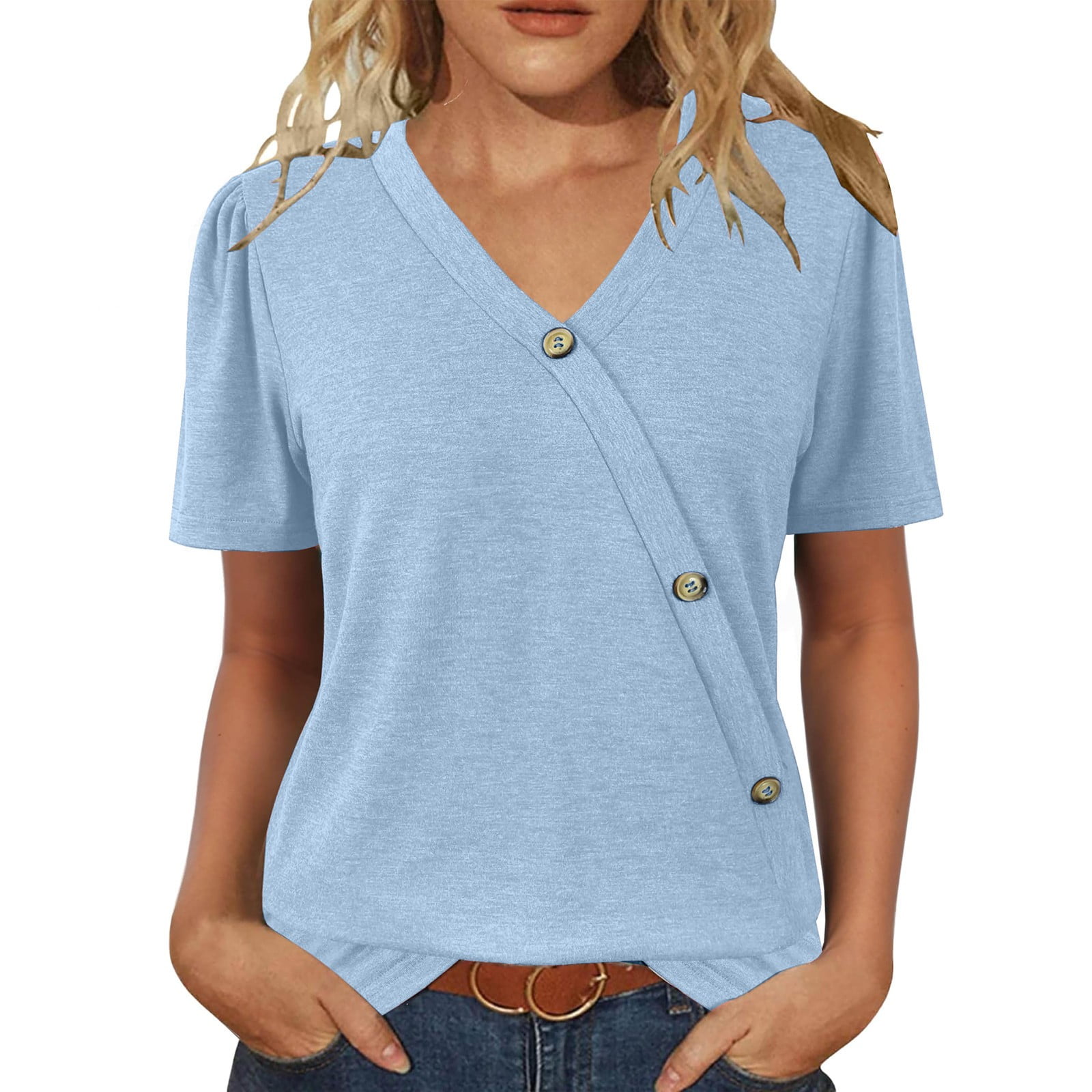 Breezy Linen V-Neck Top with Eyelet Embroidery Beach Cover-Ups & Date Night Outfits, Plus Size ...