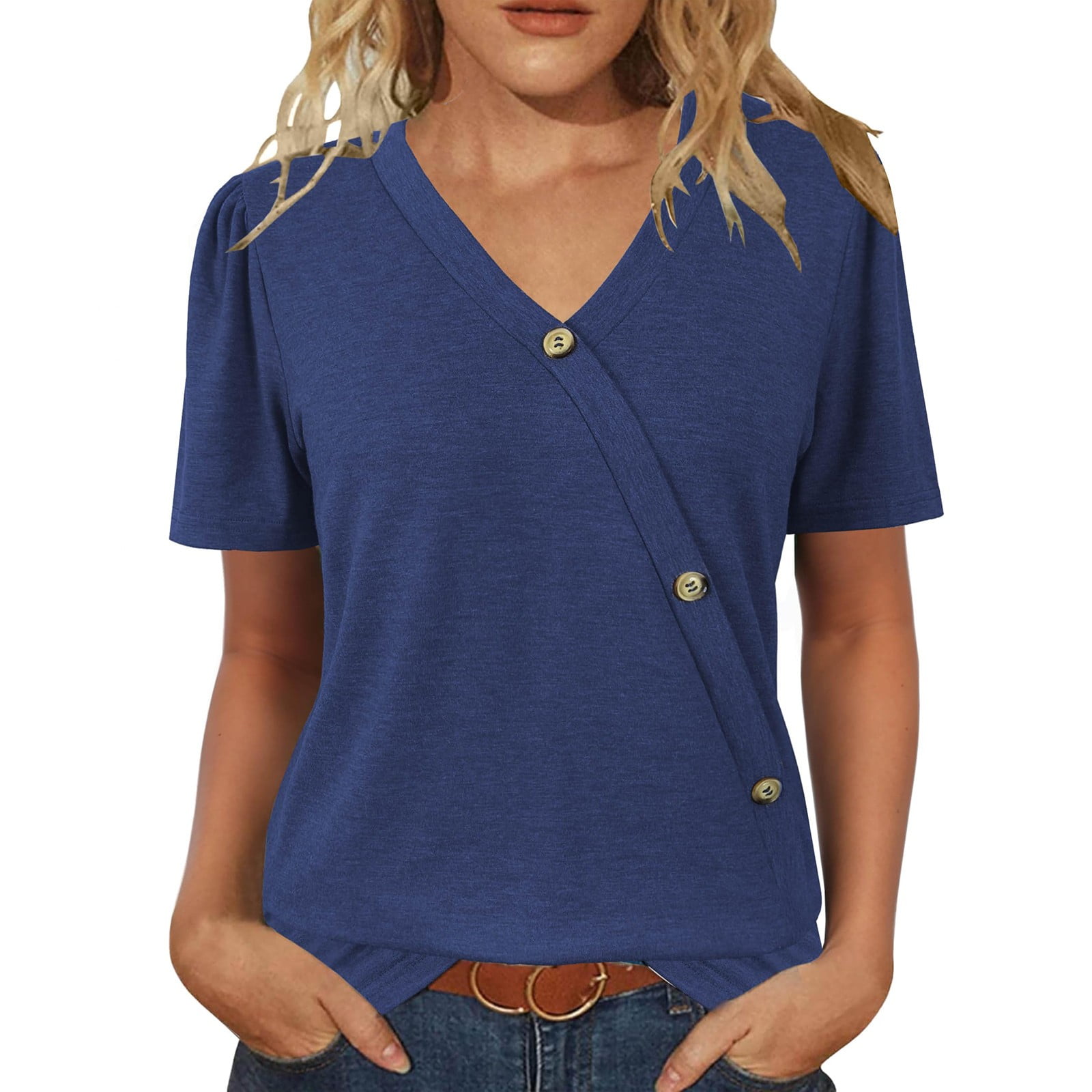 Breezy Linen V-Neck Top with Eyelet Embroidery Beach Cover-Ups & Date Night Outfits, Plus Size ...