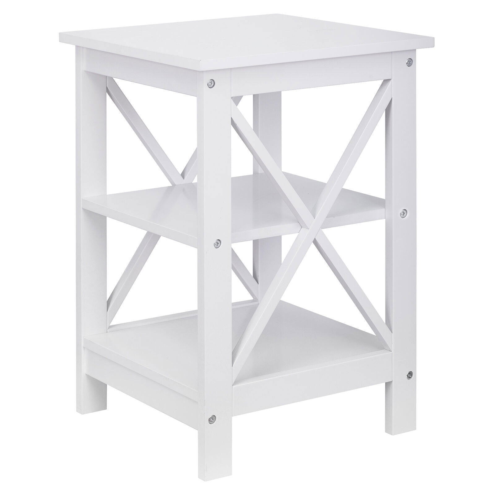 Breezy Living 3 Tier Sofa Side End Table with Shelf, X Shaped Sturdy ...