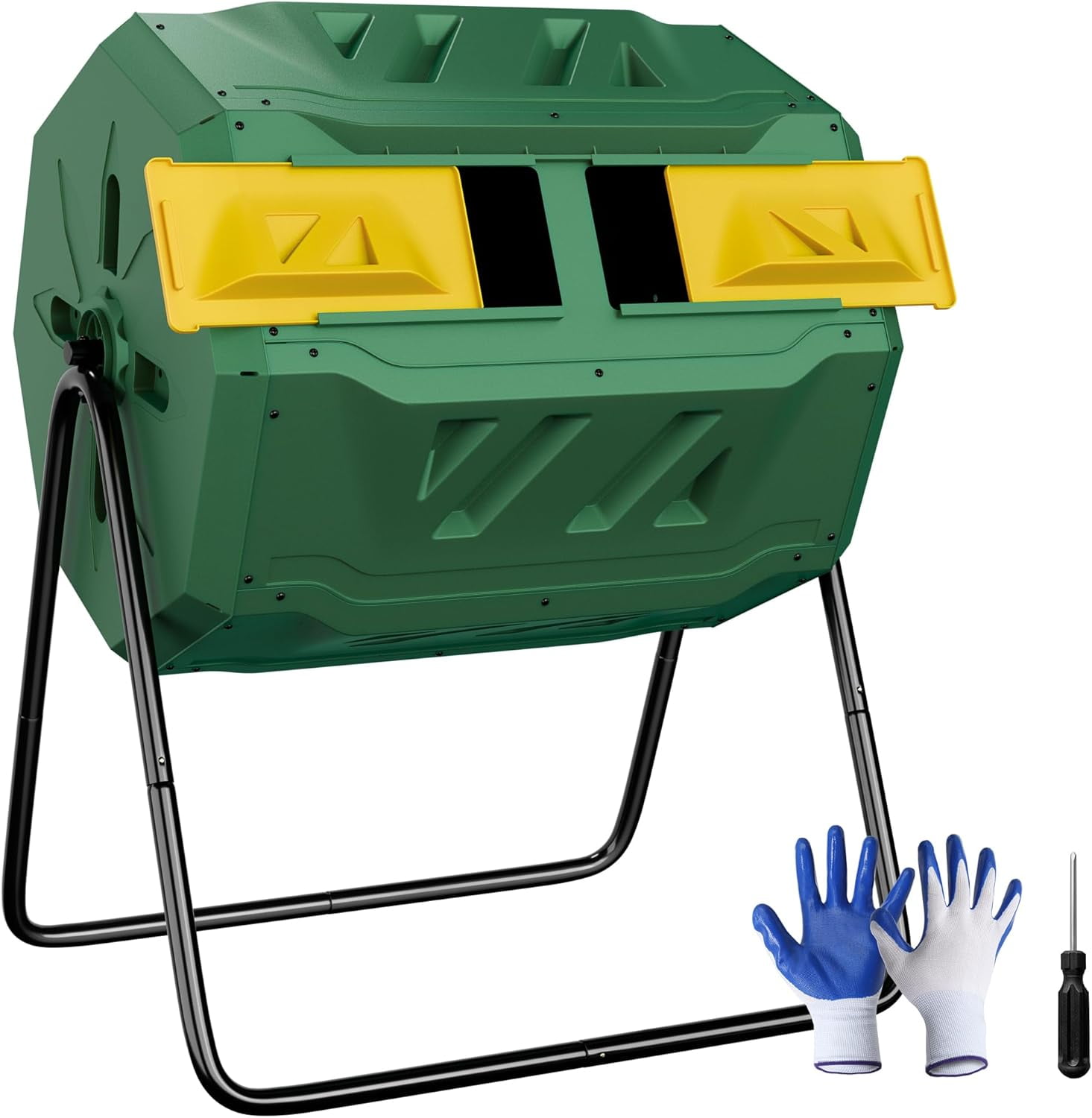 Breezy Living Compost Bin Outdoor Dual Chamber Tumbling Composter 43 ...