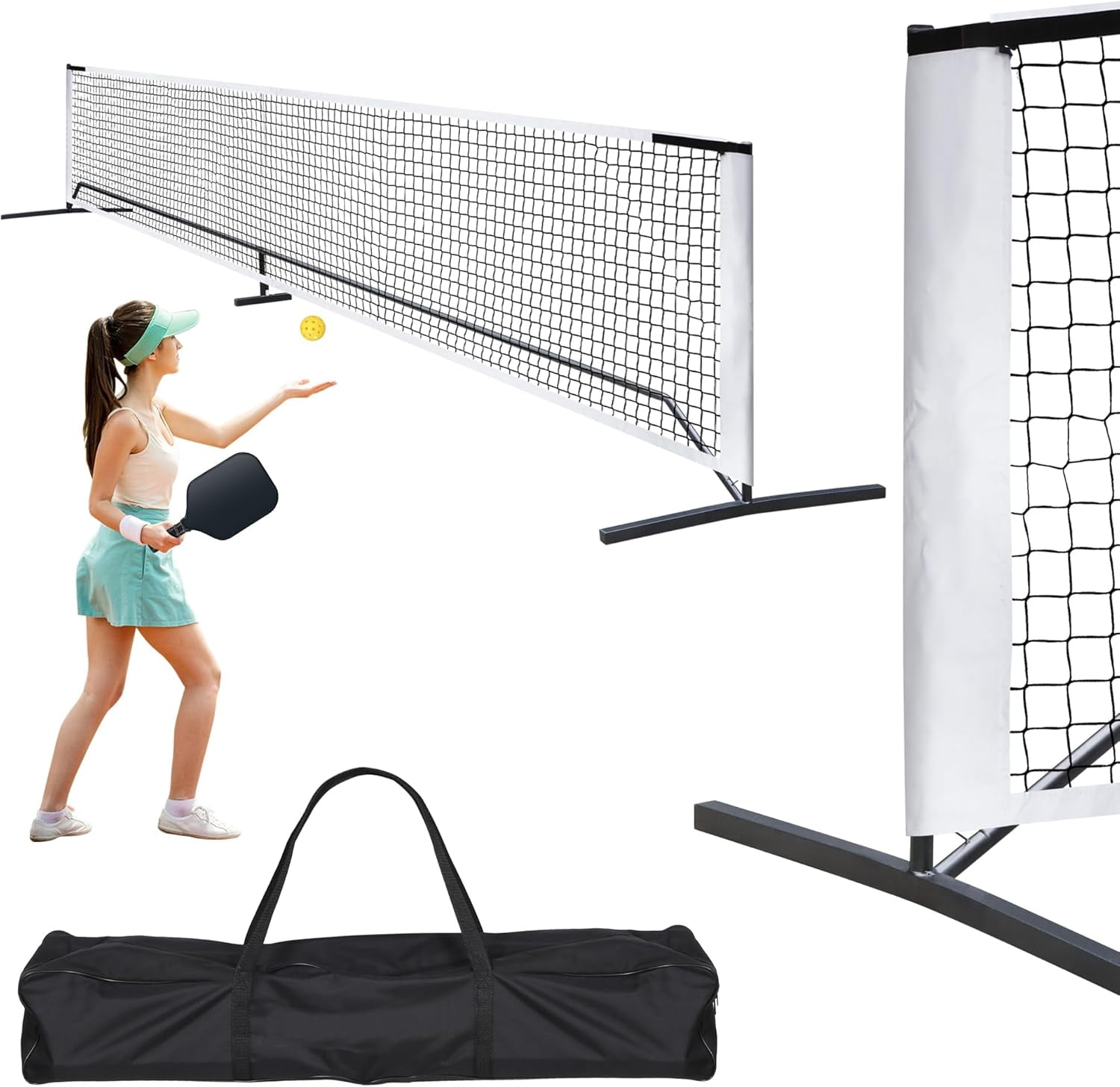 Breezy Living Portable 22FT Pickleball Net Set Court Markers Regulation ...