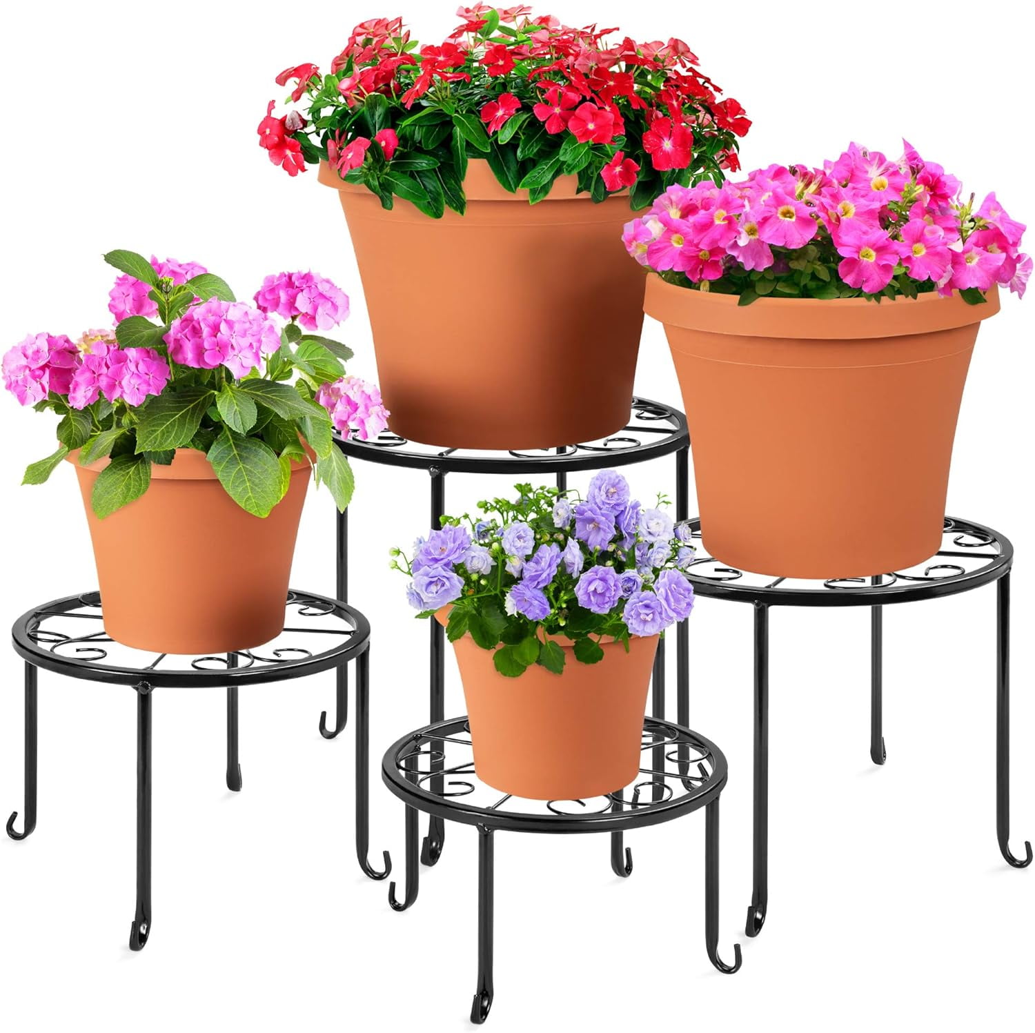 Breezy Living Set of 4 Indoor Outdoor Metal Nesting Plant Stands ...
