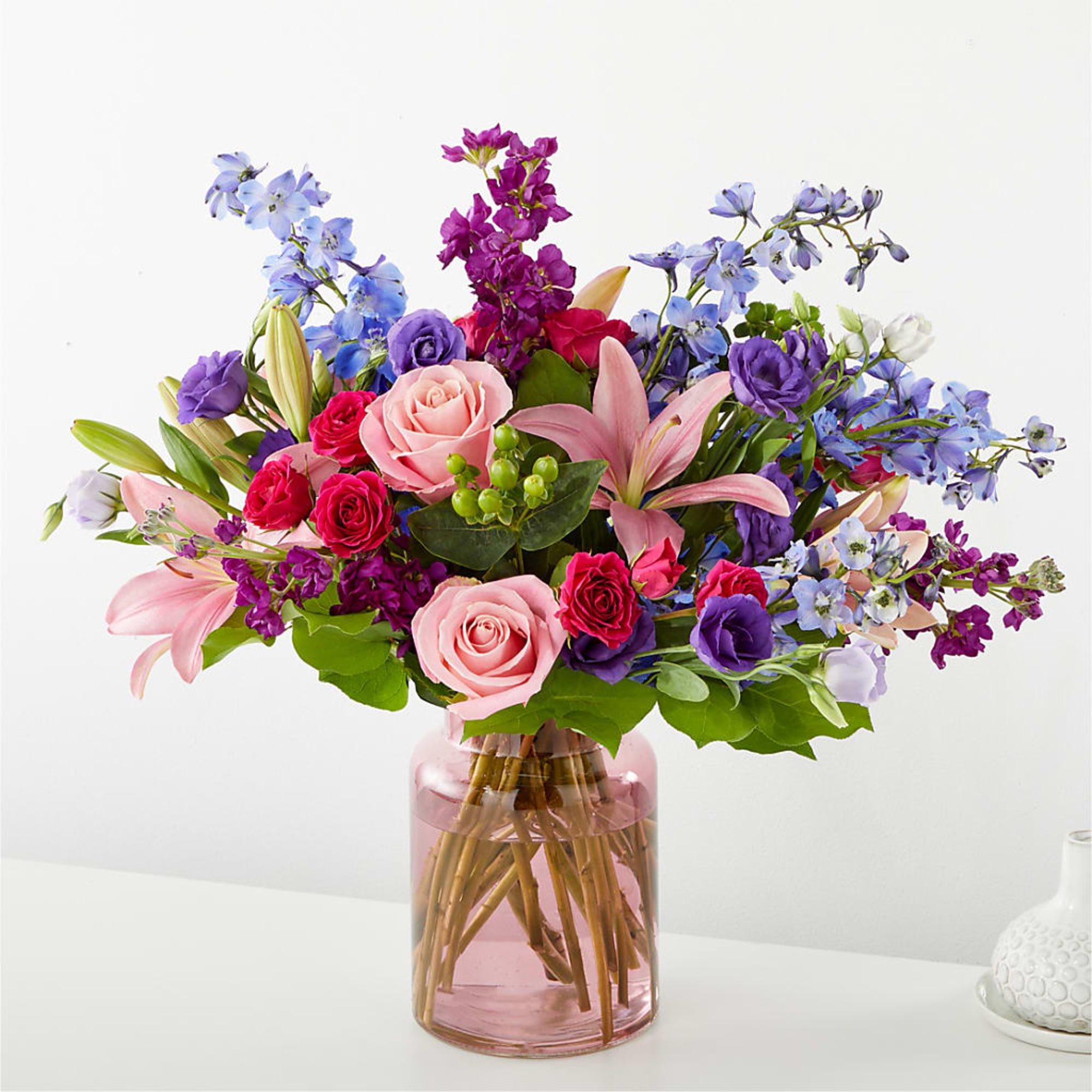 Breezy Meadows Bouquet - Deluxe with Blush Vase - Walmart.com