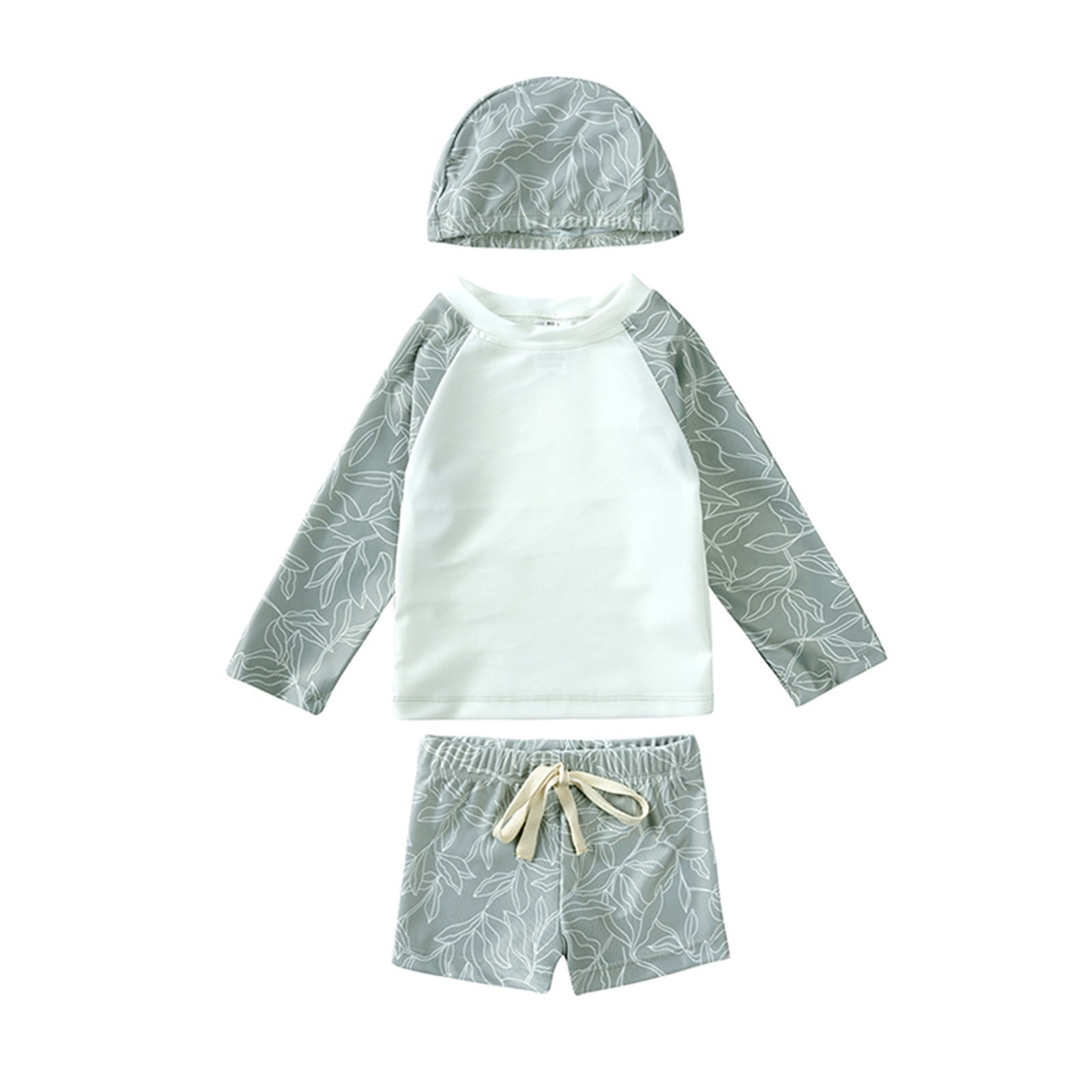 BreezyBloom Boys 3-Piece Long Sleeve Rash Guard Swimsuits Sun Hat ...