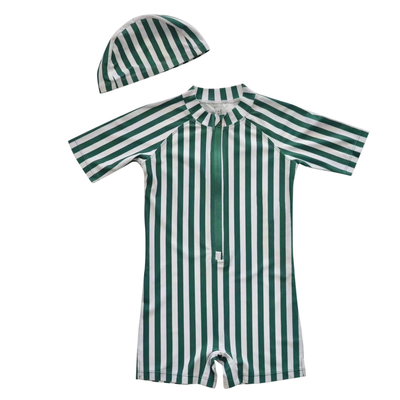 BreezyBloom Boys Short-Sleeve One Piece Swimsuit Rash Guard Beach Cap 2 ...