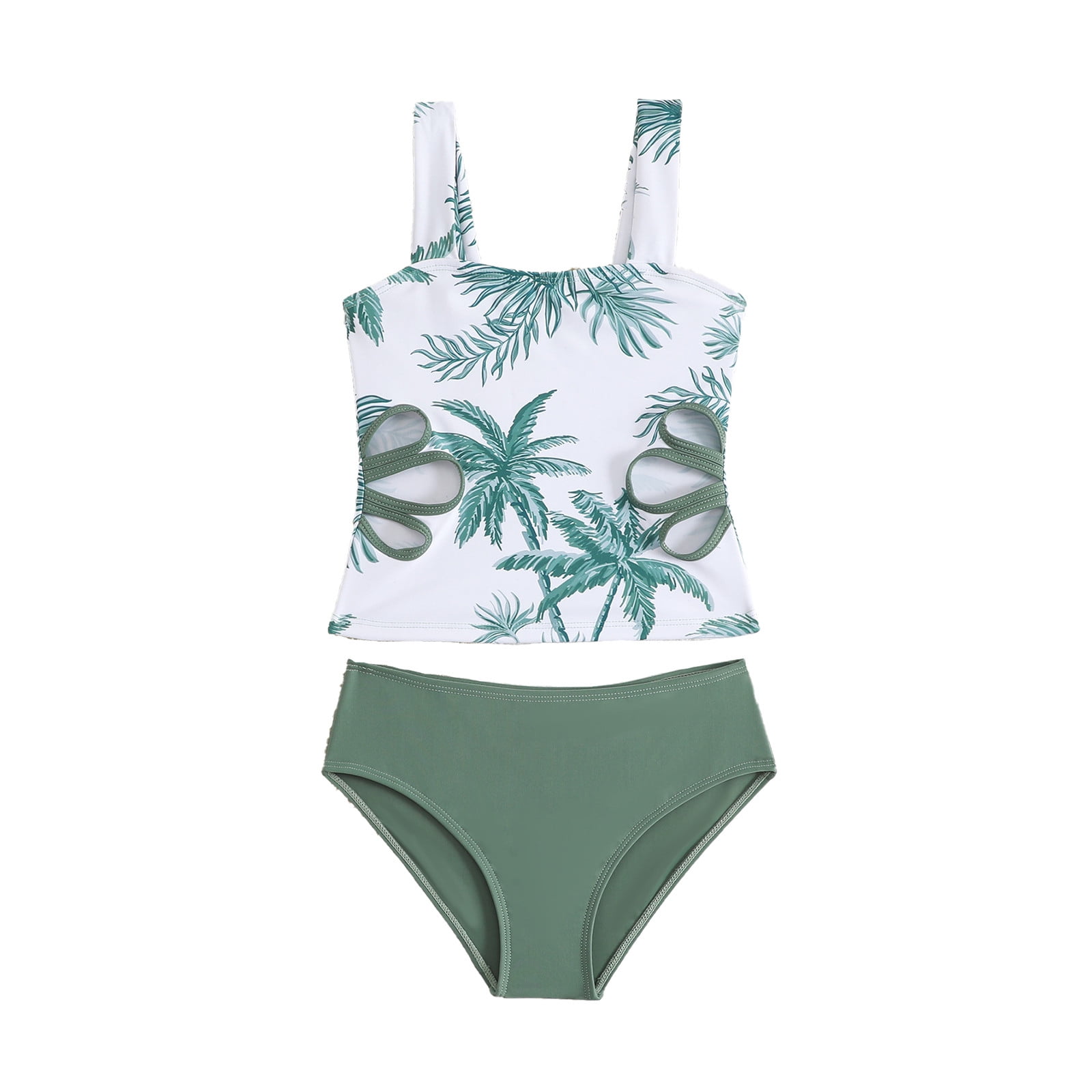 BreezyBloom Girls Tropical Tankinis Swimsuits Cutout 2-Piece Quick ...