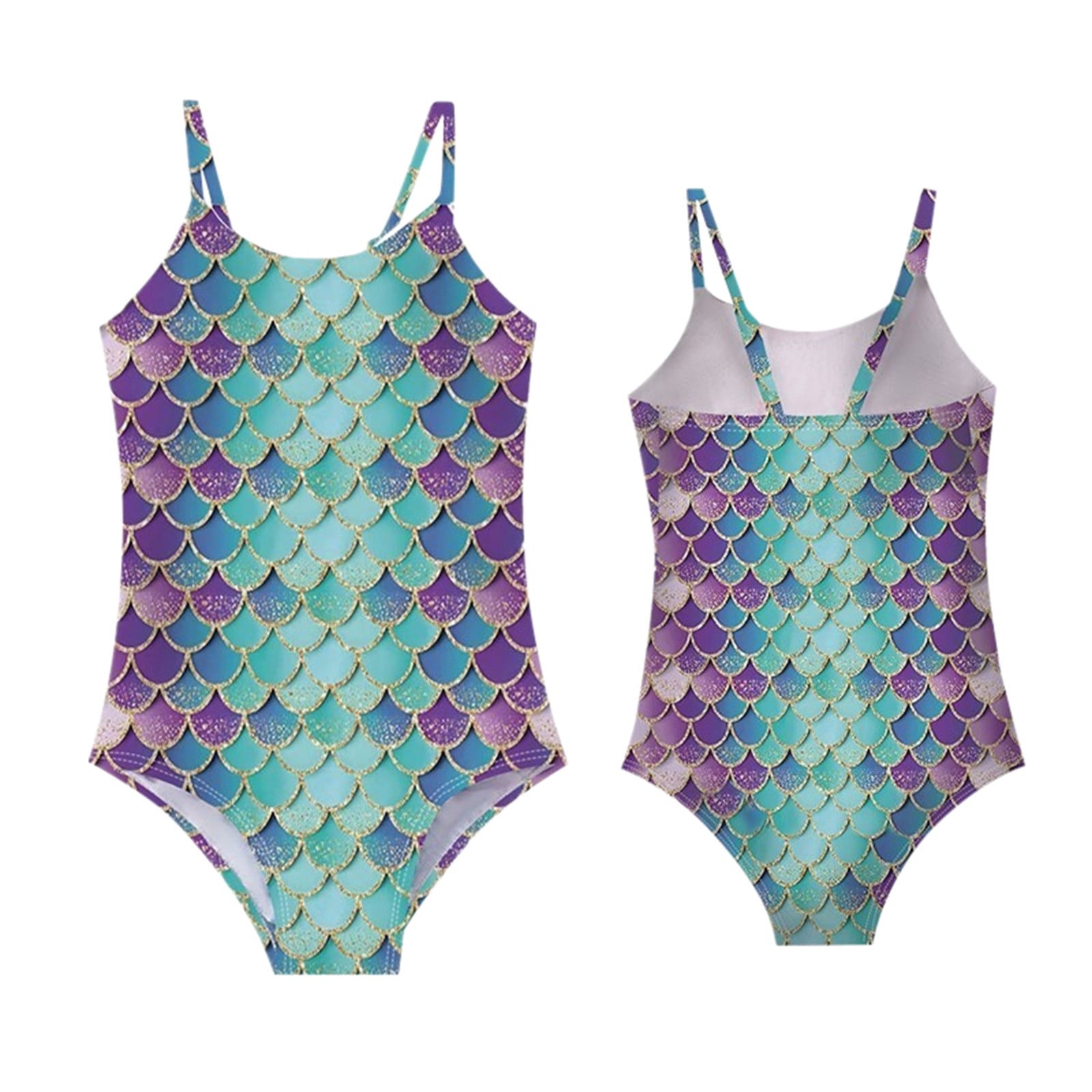 BreezyBloom Girls UPF 50+ One-Piece Swimsuit Fish Scale Quick Drying ...