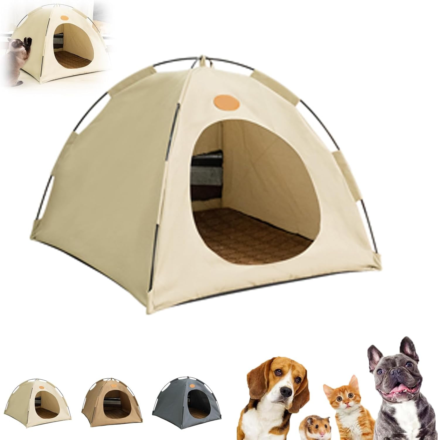 Breezyden Meowvo Pop-Up Pet Tent (Off-White) – Portable Hideaway for ...