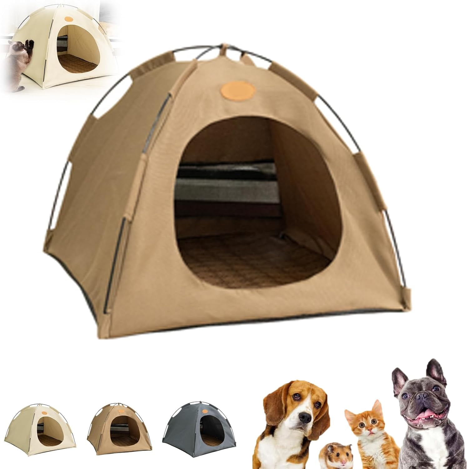 Breezyden Meowvo Pop-Up Pet Tent (Off-White) – Portable Hideaway for ...