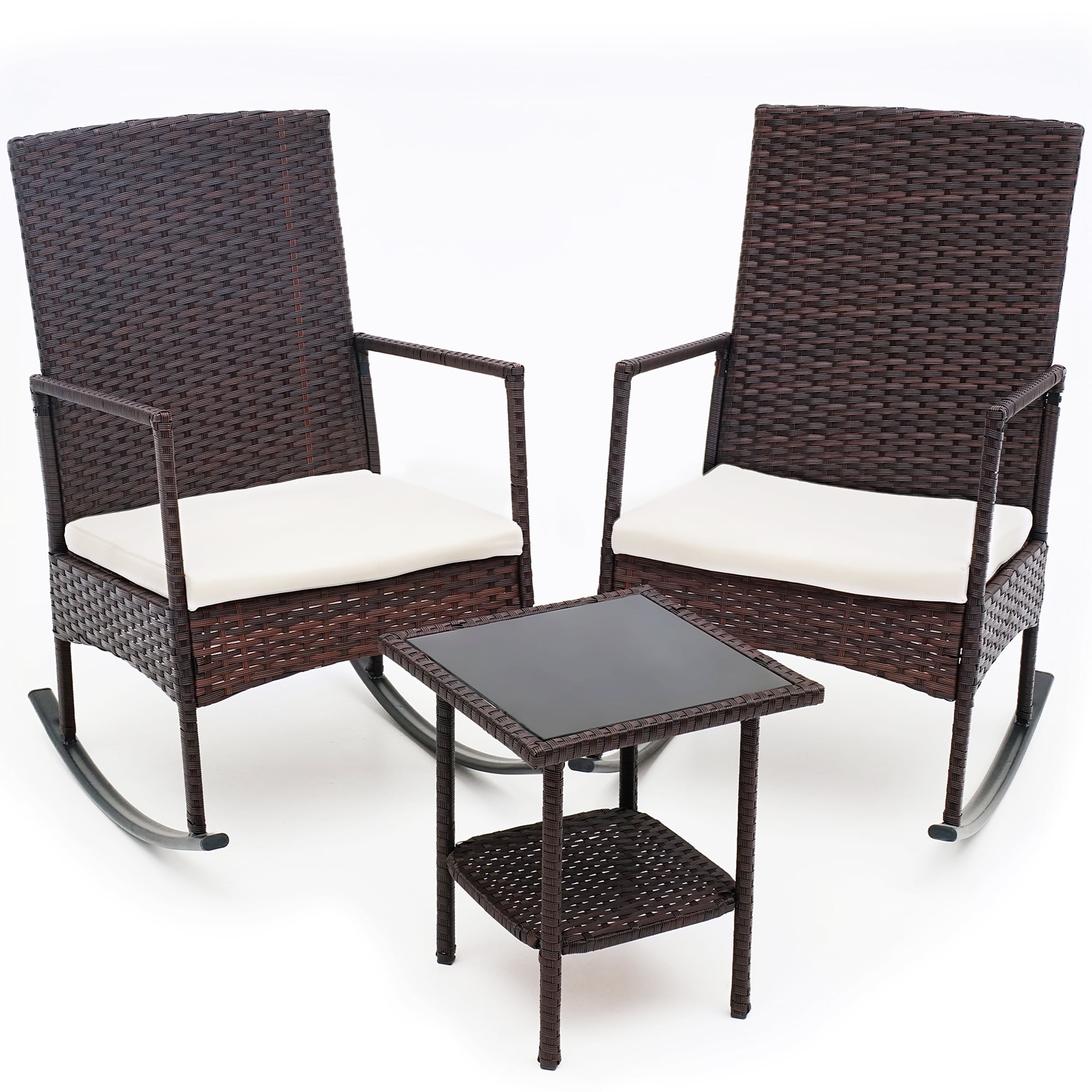 Brefac 3 Piece Rockers Porch Patio Furniture Set, Outdoor Rocking Chair ...