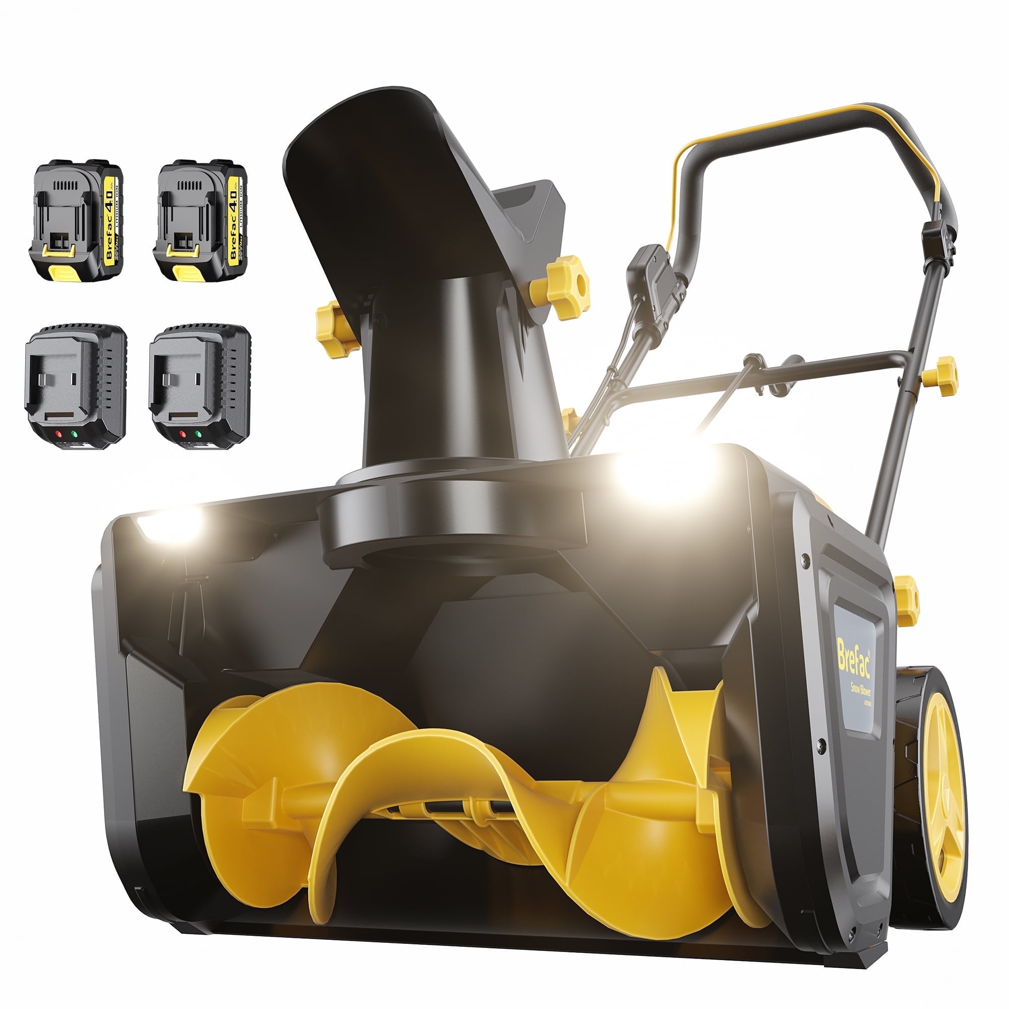 Brefac 40V 20'' Snow Blower,With 2X 4.0Ah Battery and Charger Included ...