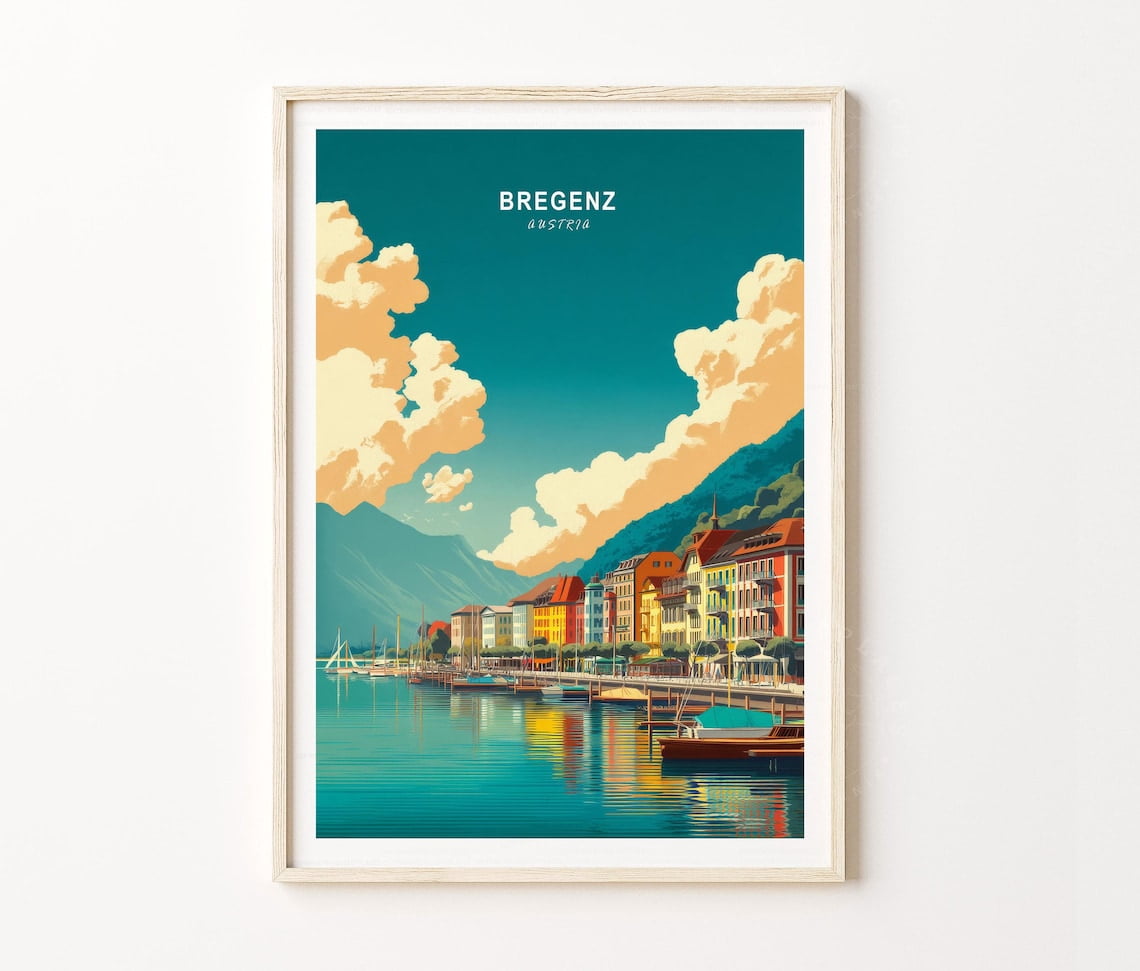Bregenz Austria Lake Constance Harbor Scenic Wall Art Print, Unframed ...