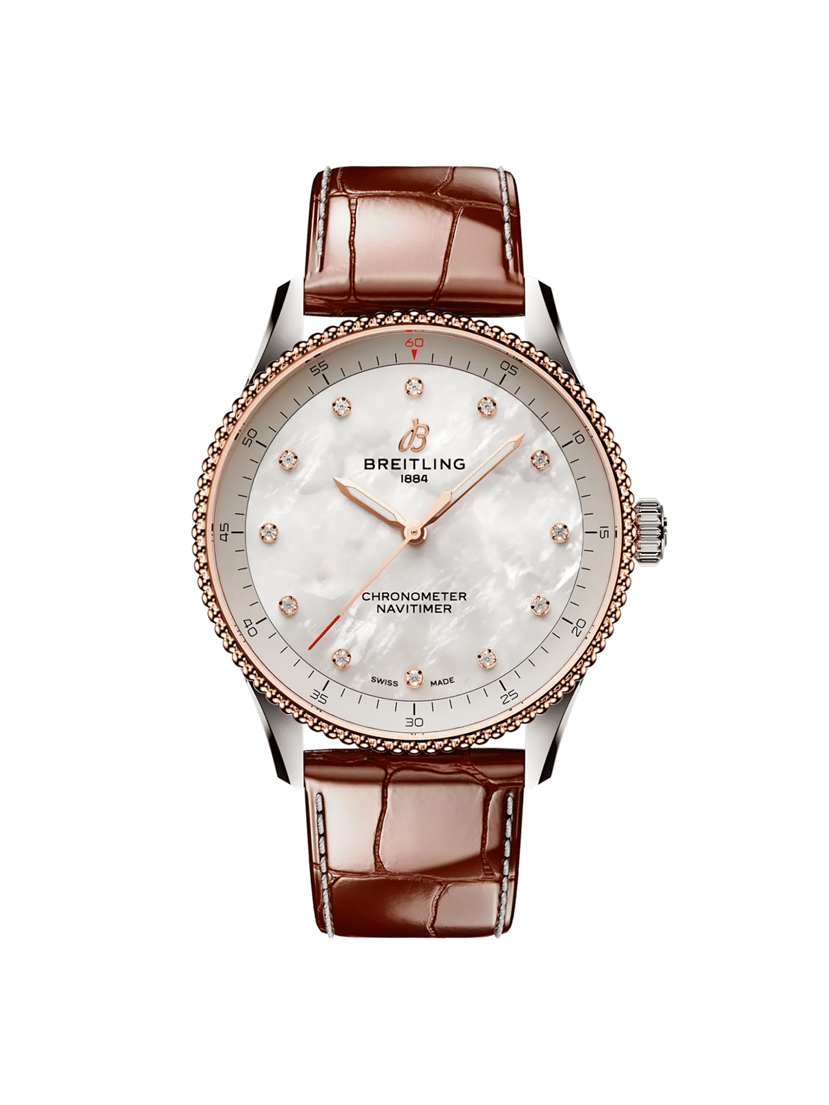 Breitling Navitimer 32 Quartz Mother of Pearl Diamond Dial 18K Rose ...