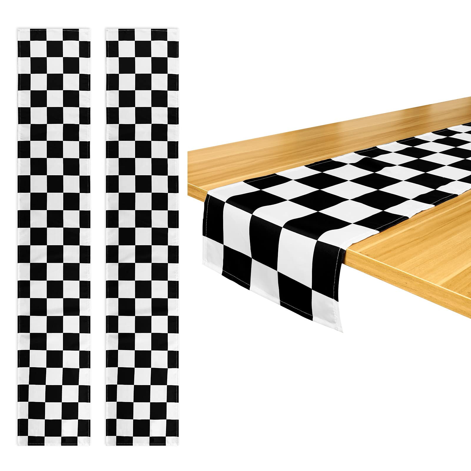 Breling 2 Pack Checkered Table Runner AIS1 Black and White Tablecloths ...